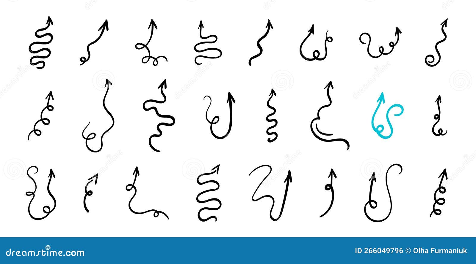 Arrows Up Set. Hand Drawn Direction Indicator Elements. Simple Doodle ...