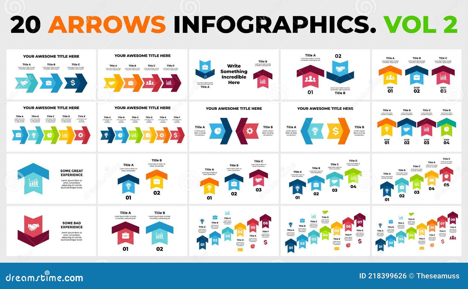 Arrows Vector Infographic. Vol 2. Presentation Slide Template. Chart ...