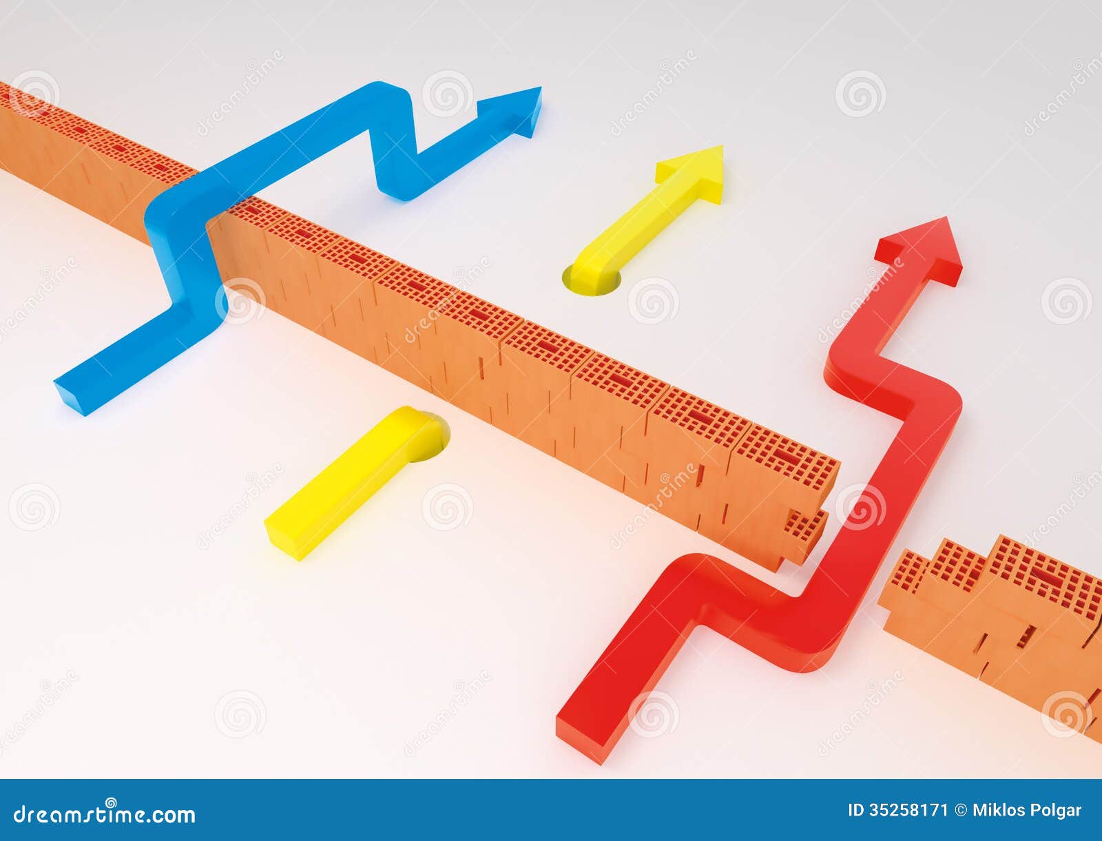 Arrows through wall stock illustration. Illustration of success - 35258171