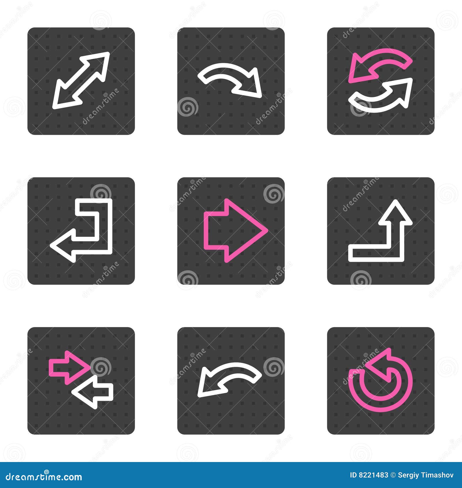 Arrows web icons stock vector. Illustration of pink, buttons - 8221483