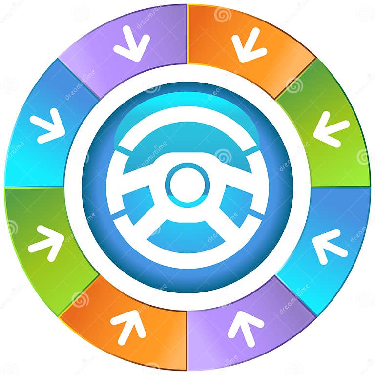Arrows with Wheel - Steering Wheel Stock Vector - Illustration of ...