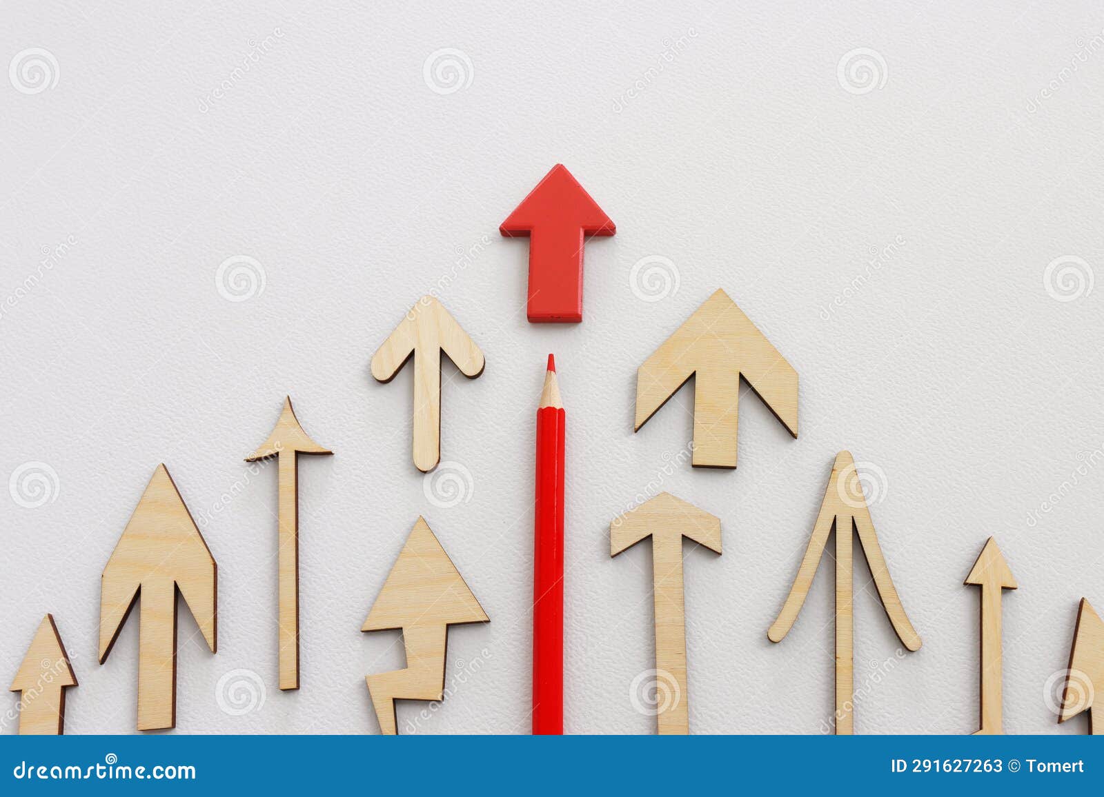 Arrows on a White Paper Background, with One of Them Painted Red ...