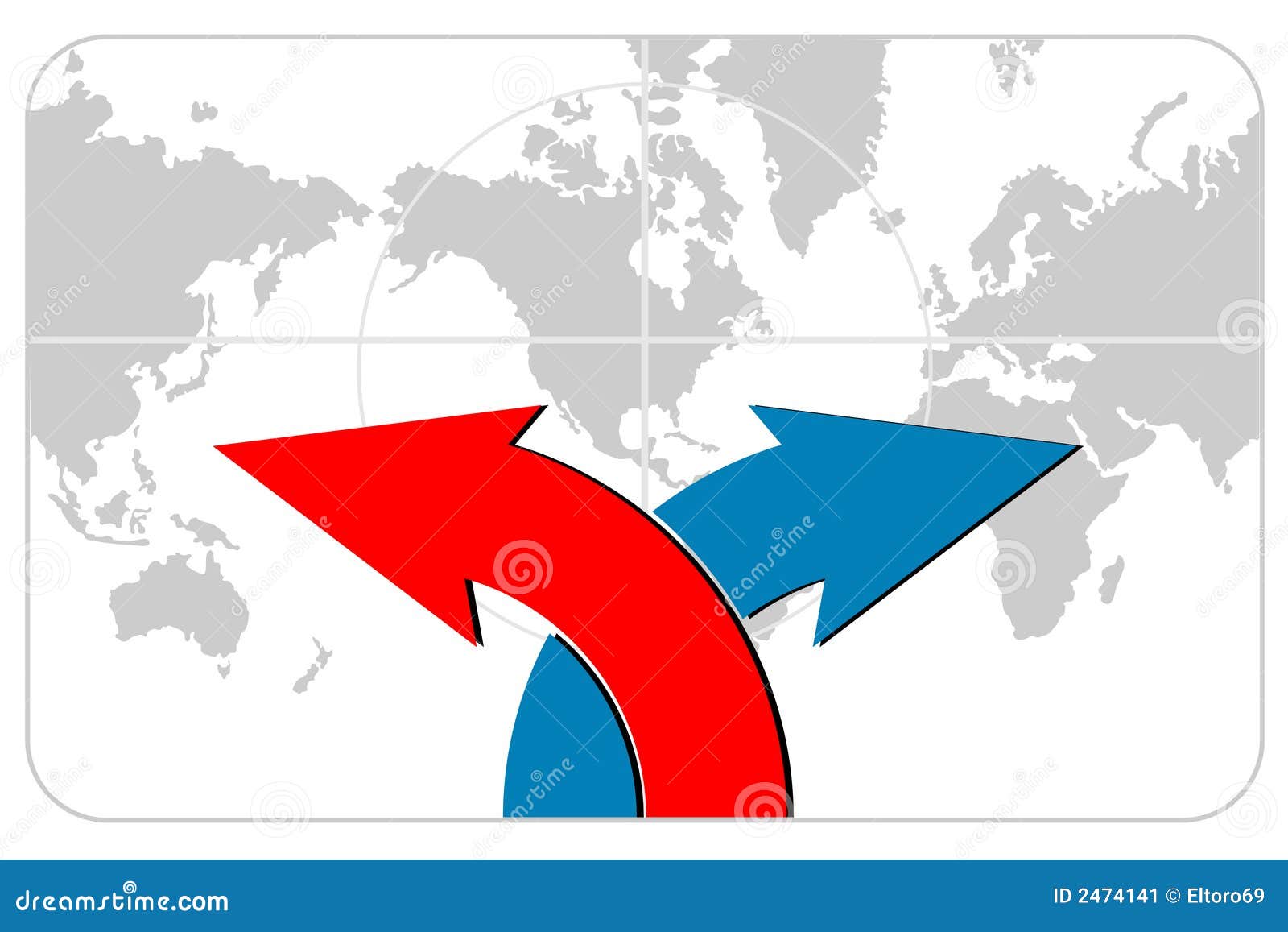Arrows with world map stock vector. Illustration of abstract - 2474141