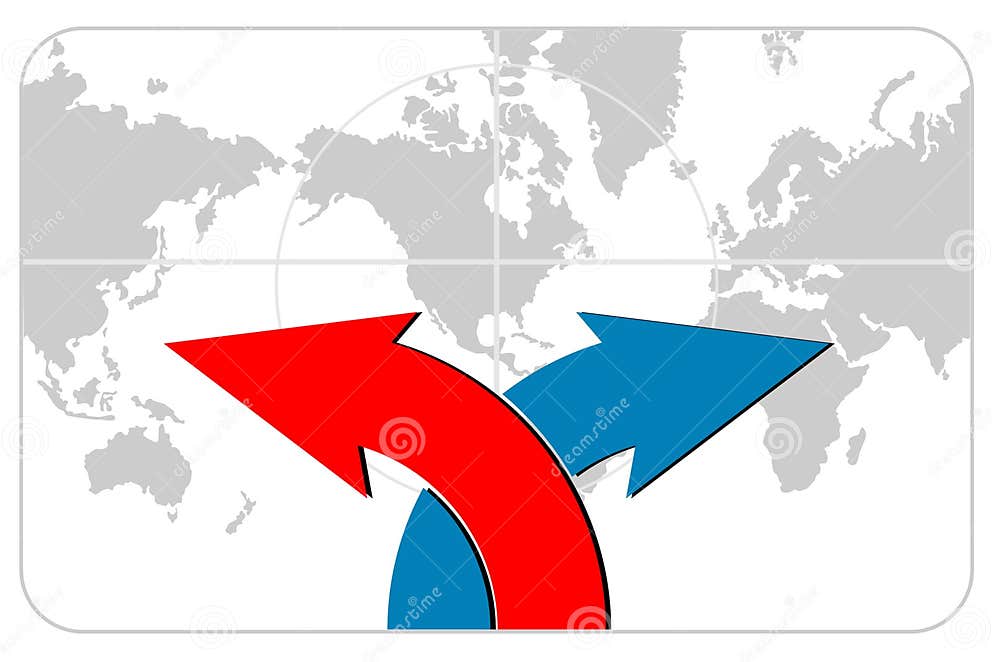 Arrows with world map stock vector. Illustration of abstract - 2474141