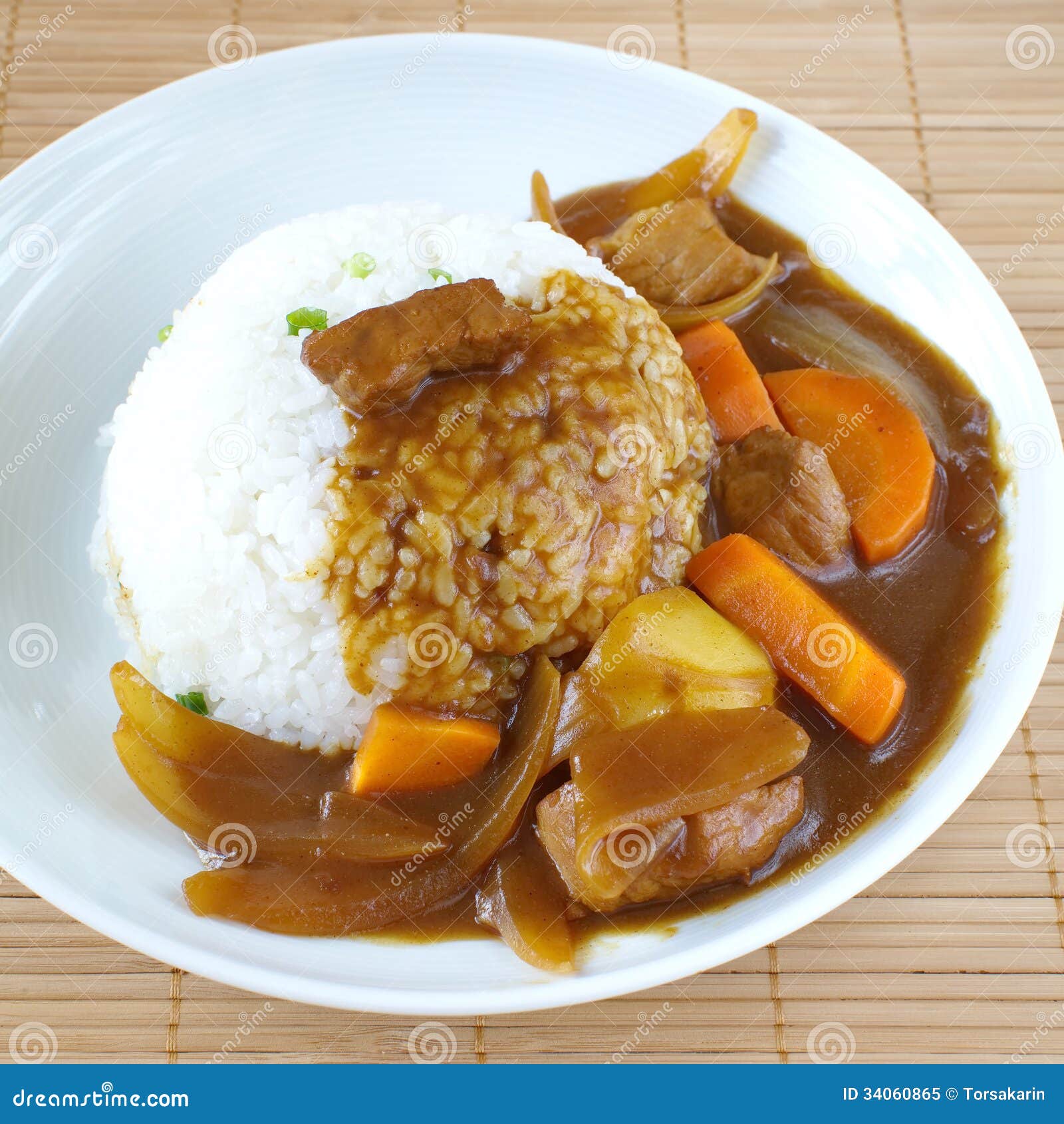 Arroz De Curry, Comida Japonesa Imagen de archivo - Imagen de placa ...