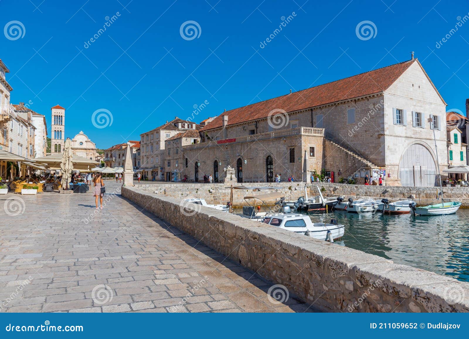 Arsenal in Hvar with Cathedral of Saint Stephan in Background, Croatia ...