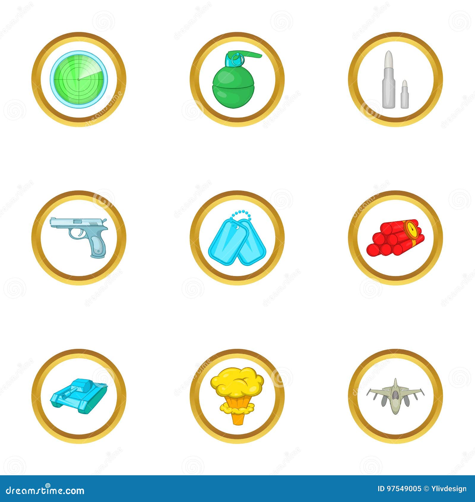 Arsenal Icons Set, Cartoon Style Stock Vector - Illustration of ...