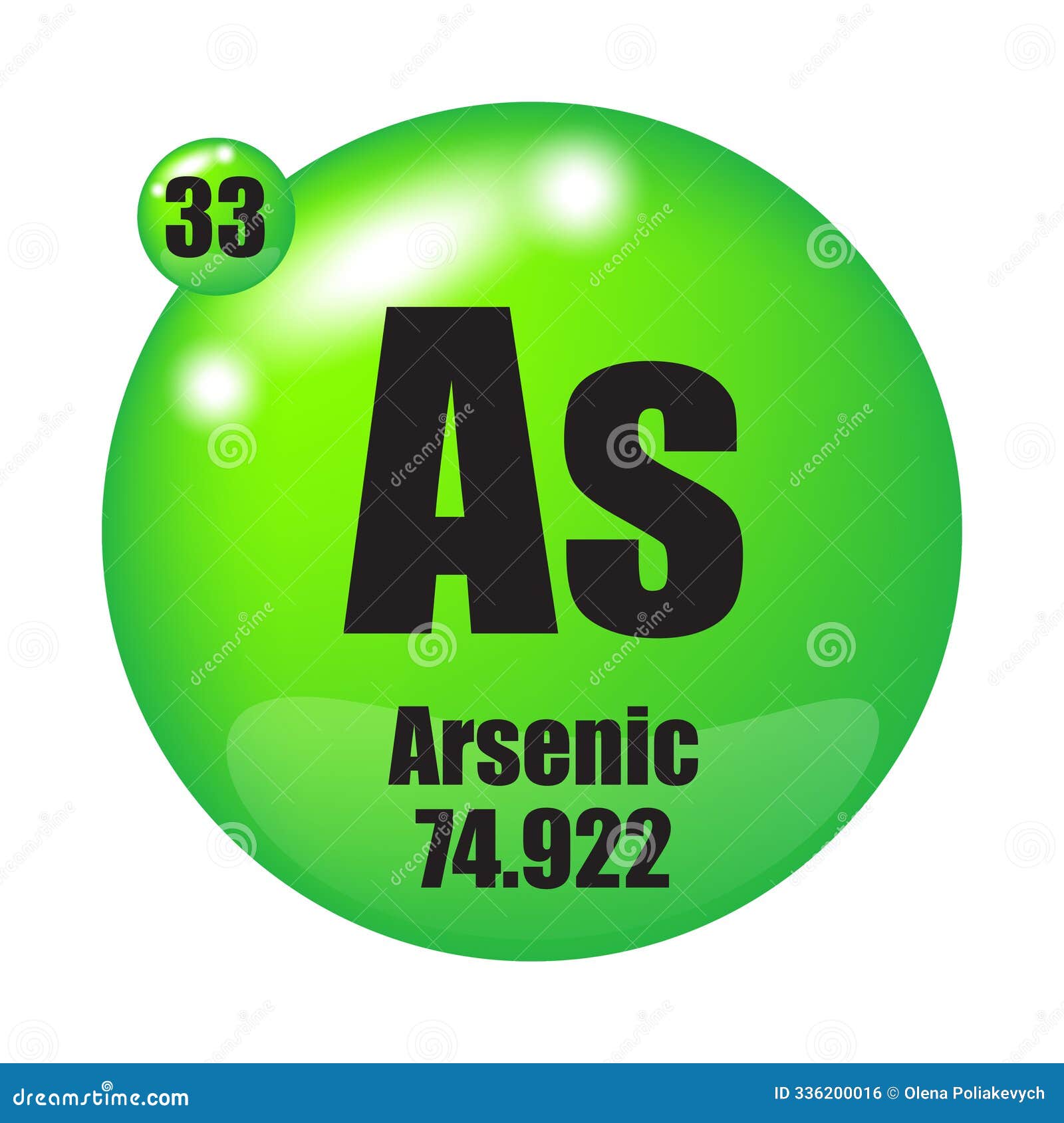 Arsenic Element Icon. Atomic Number 33. Arsenic 74.922 Mass. Vector As ...
