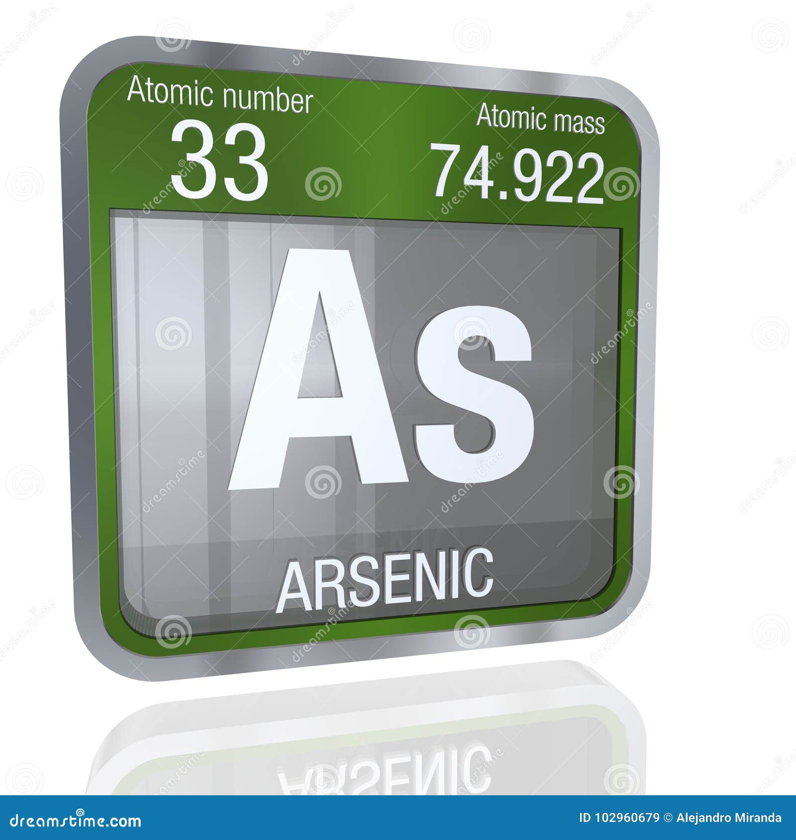 Arsenic Symbol in Square Shape with Metallic Border and Transparent ...