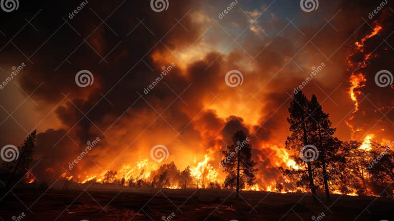 Arson in the Forest, Forest on Fire, Expansion of Fire Territory Stock ...
