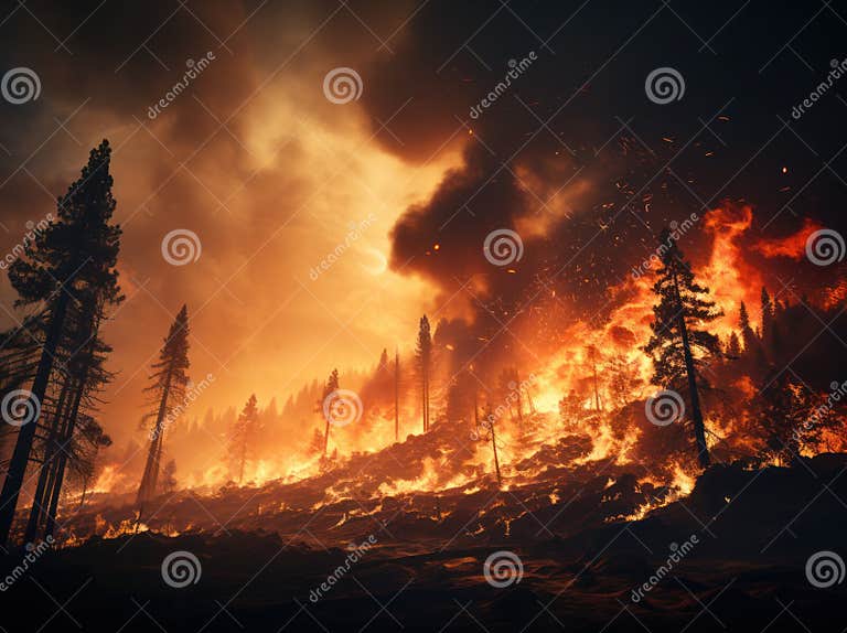 Arson in the Forest, Forest on Fire, Expansion of Fire Territory Stock ...