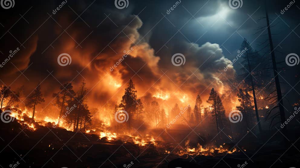Arson in the Forest, Forest on Fire, Expansion of Fire Territory Stock ...