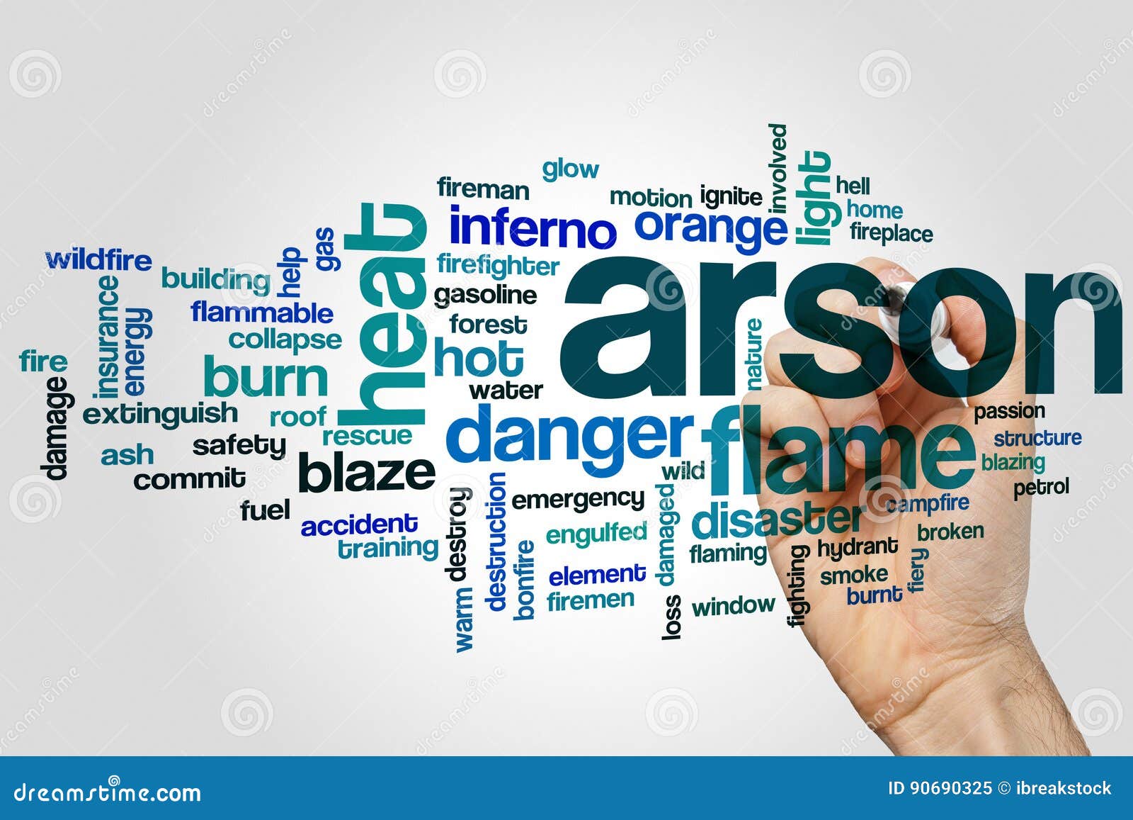 Arson Word Cloud Concept on Grey Background Stock Image - Image of ...