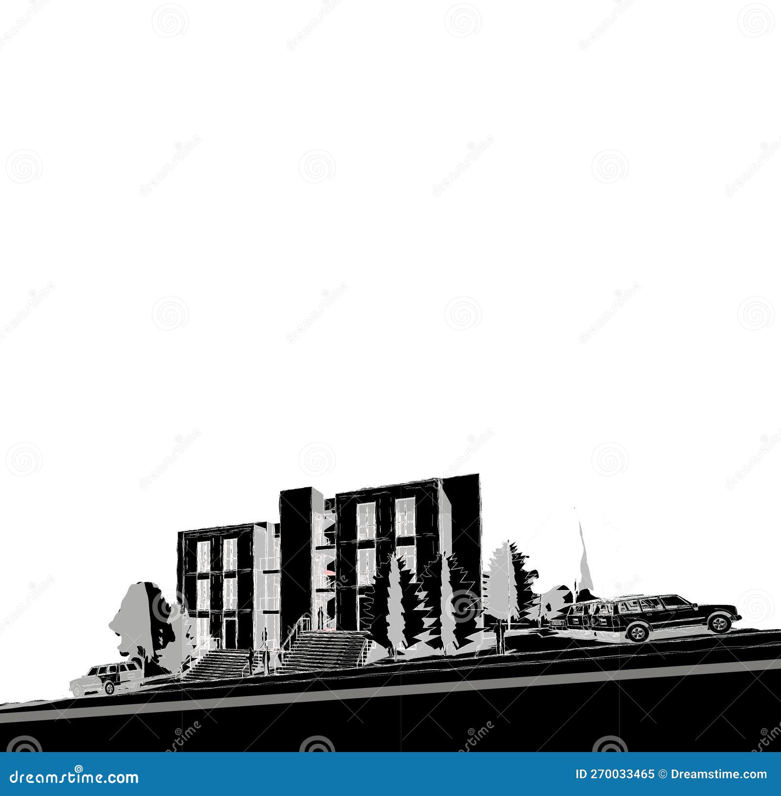 3d Illustration of a Three Storey Residential Block. Stock Illustration ...