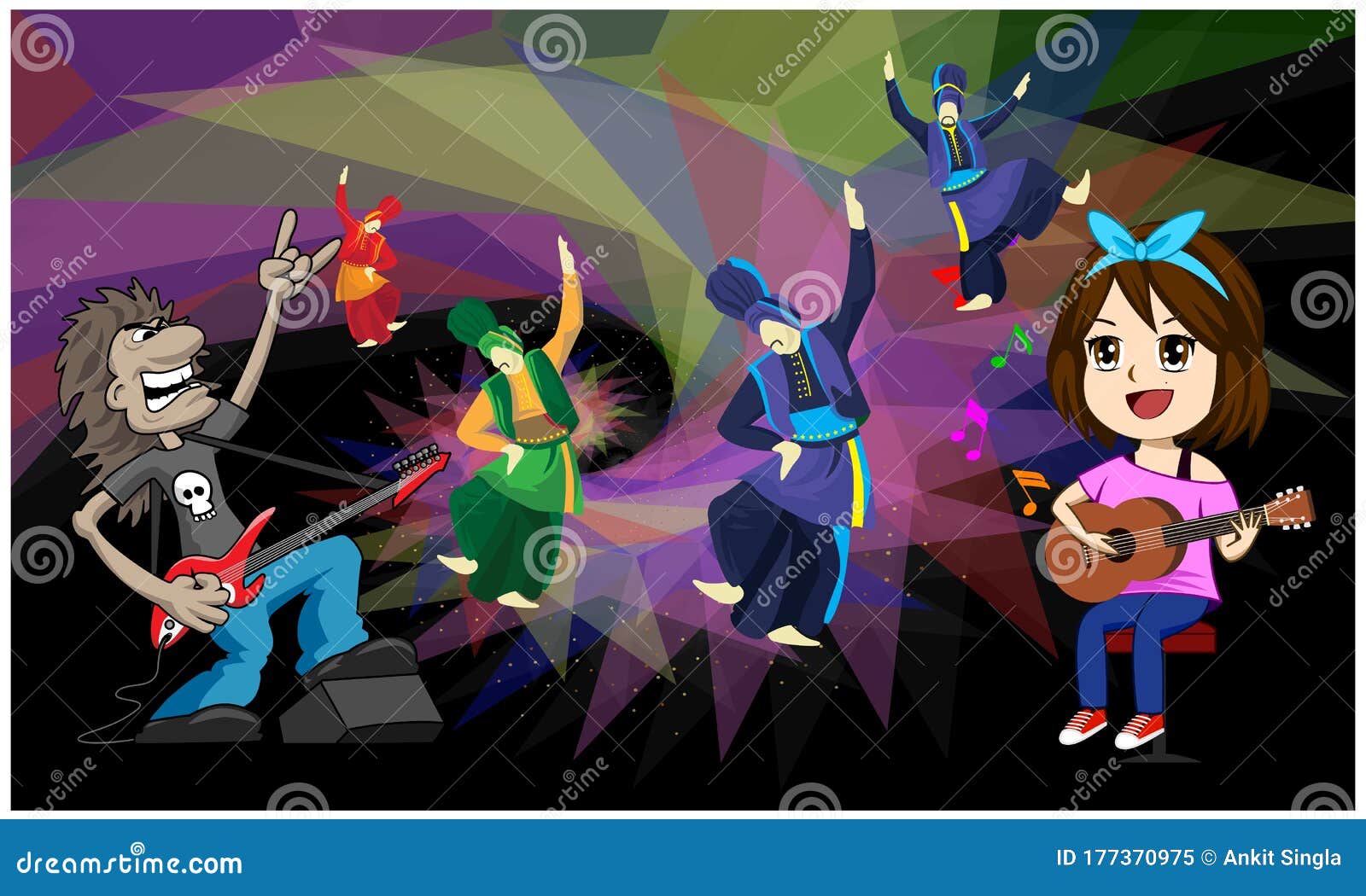 Rock Music and Dance Party on Abstract Background Stock Vector ...
