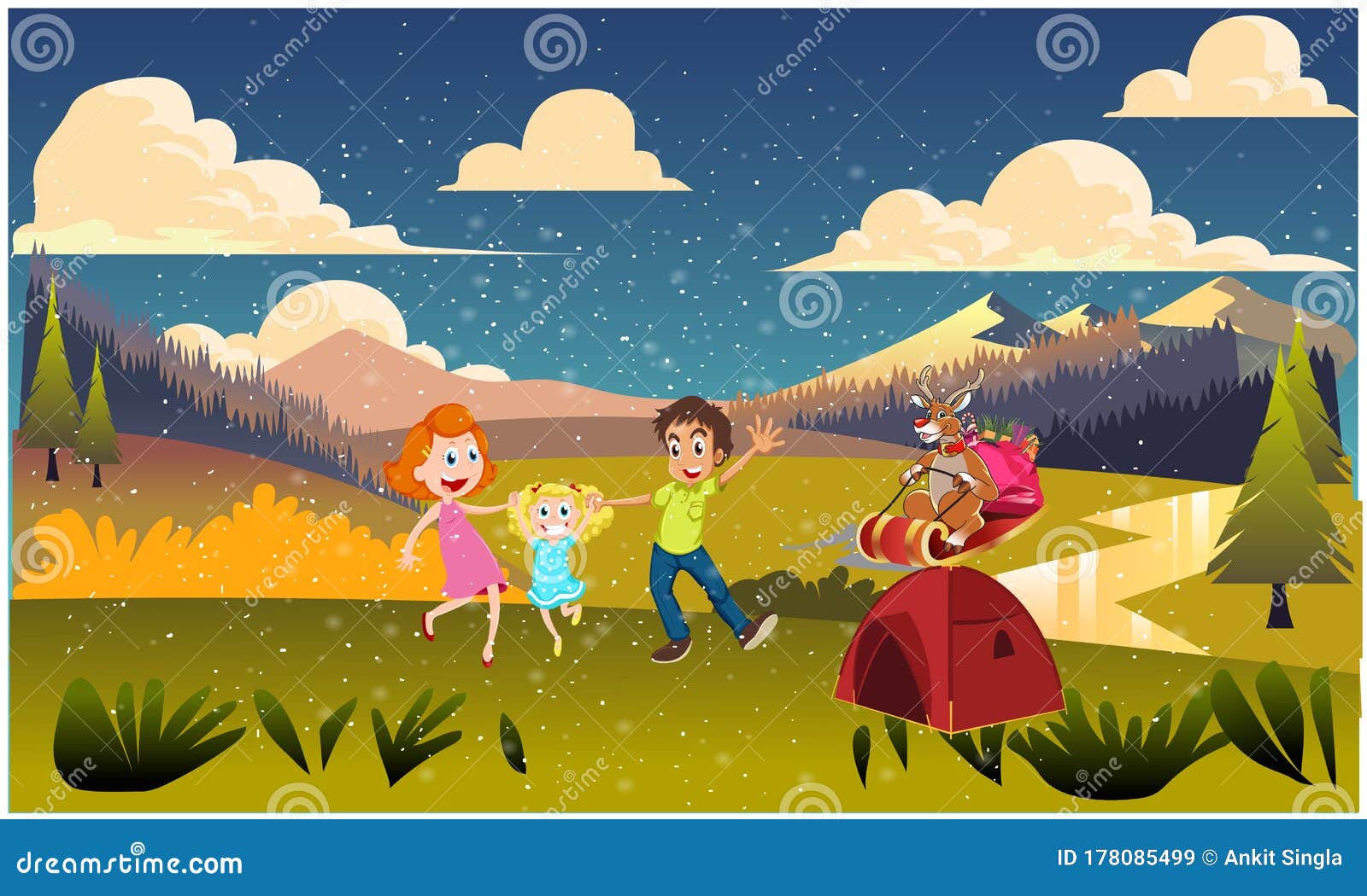 Family is Enjoying at Holidays with Kids Toys Stock Vector ...