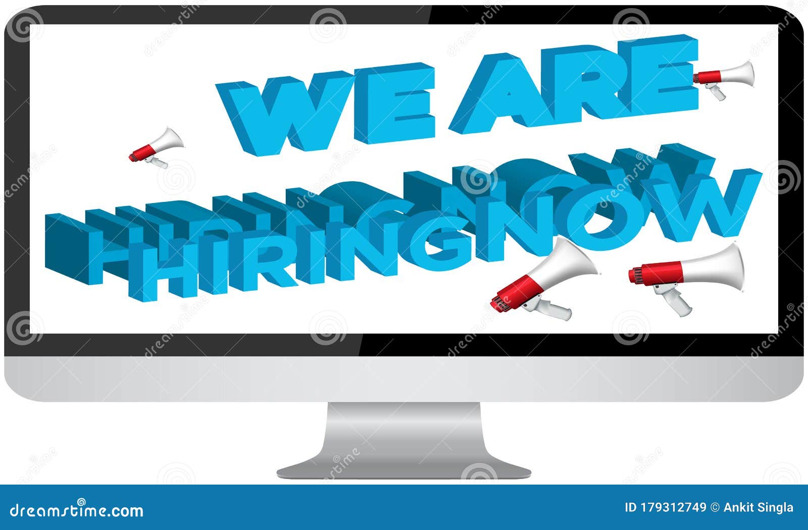 Now Hiring. Advertisement Poster Or Banner Design. Realistic Microphone ...