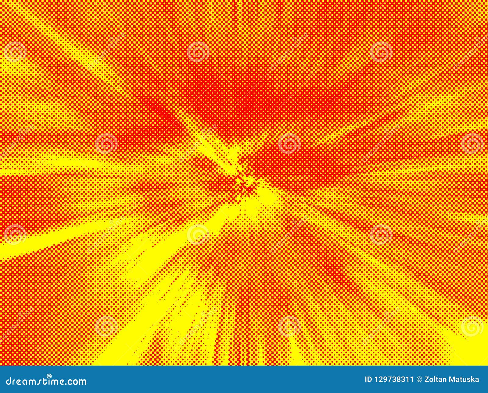 Art Abstract Comic Raster Effect Random Dots Yellow Red Explosion ...