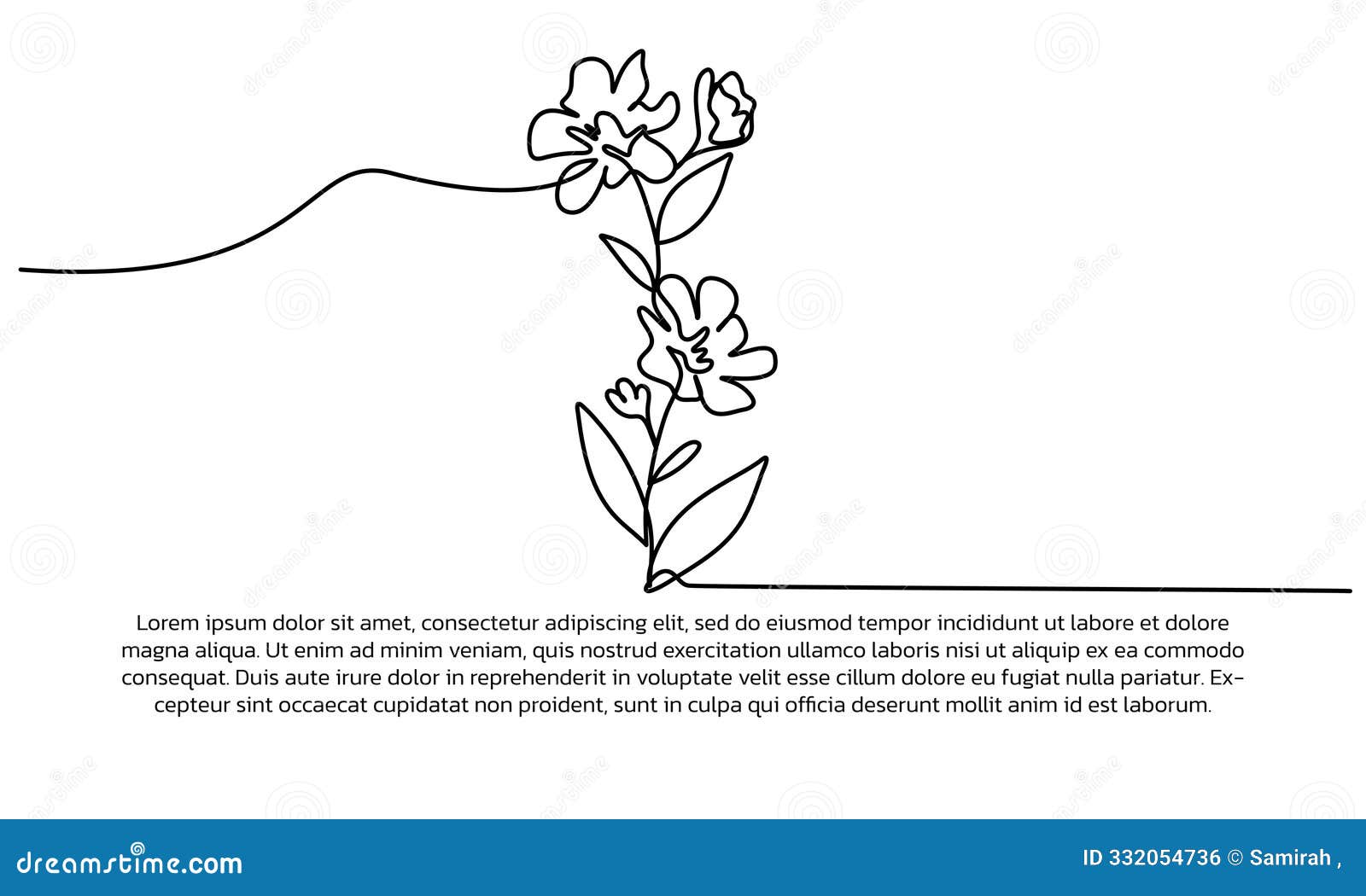 One Line Withered Flower Poster Drawing with a Beautiful Frame Stock ...