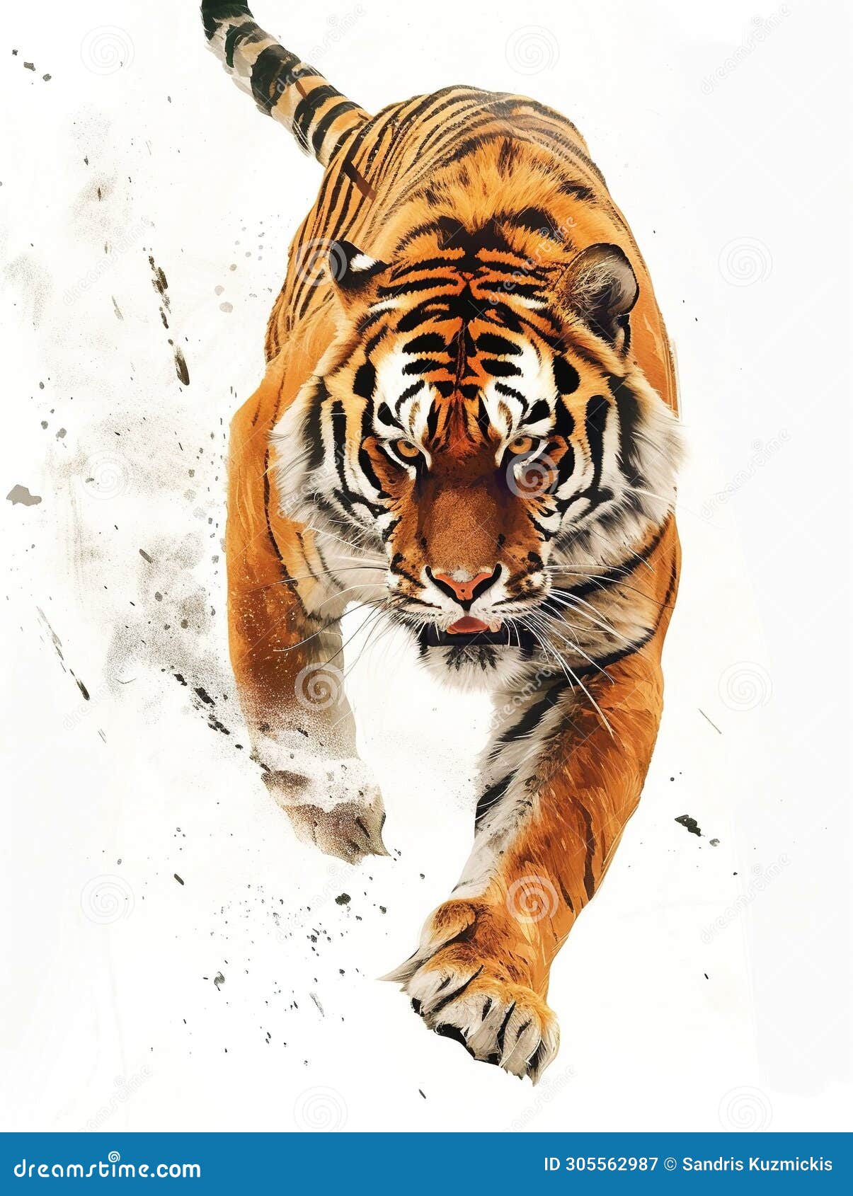 Art of Attacking Tiger. Generative AI Stock Illustration - Illustration ...