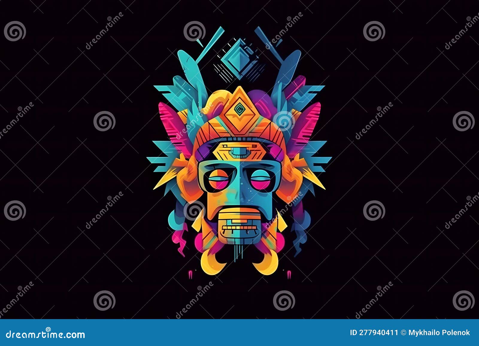 Art of Aztec Mayan God. Neural Network AI Generated Stock Illustration ...