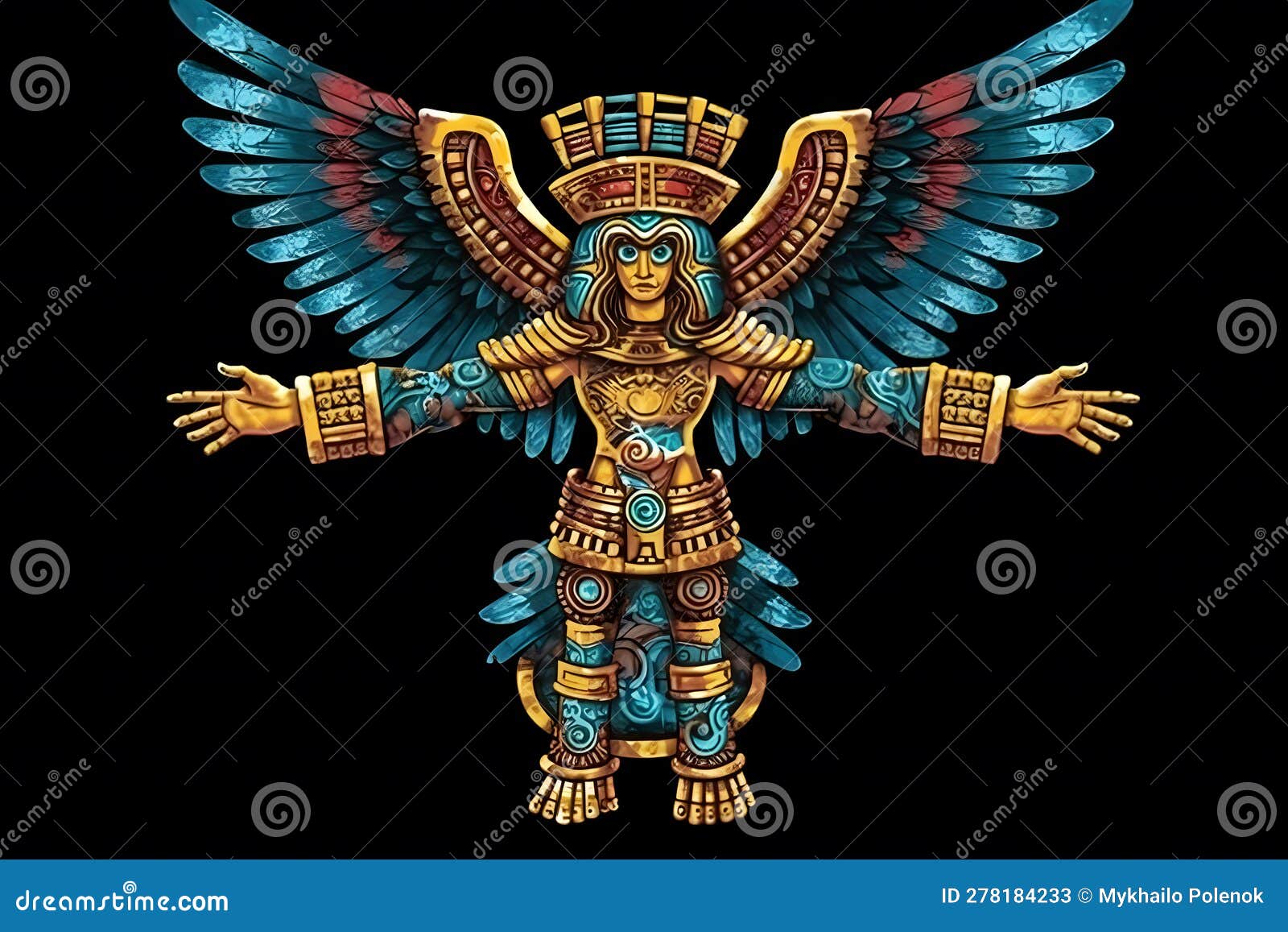 Art of Aztec Mayan God. Neural Network AI Generated Stock Illustration ...