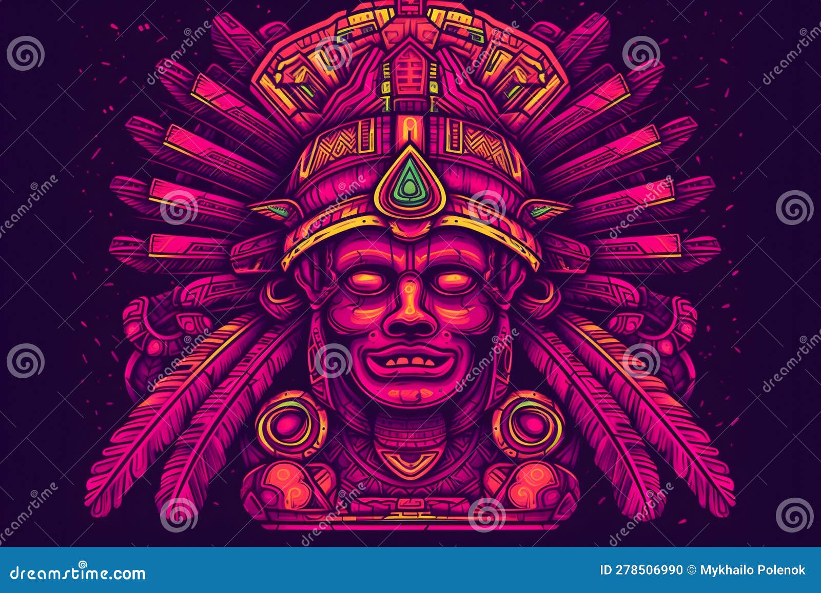 Art of Aztec Mayan God. Neural Network AI Generated Stock Illustration ...