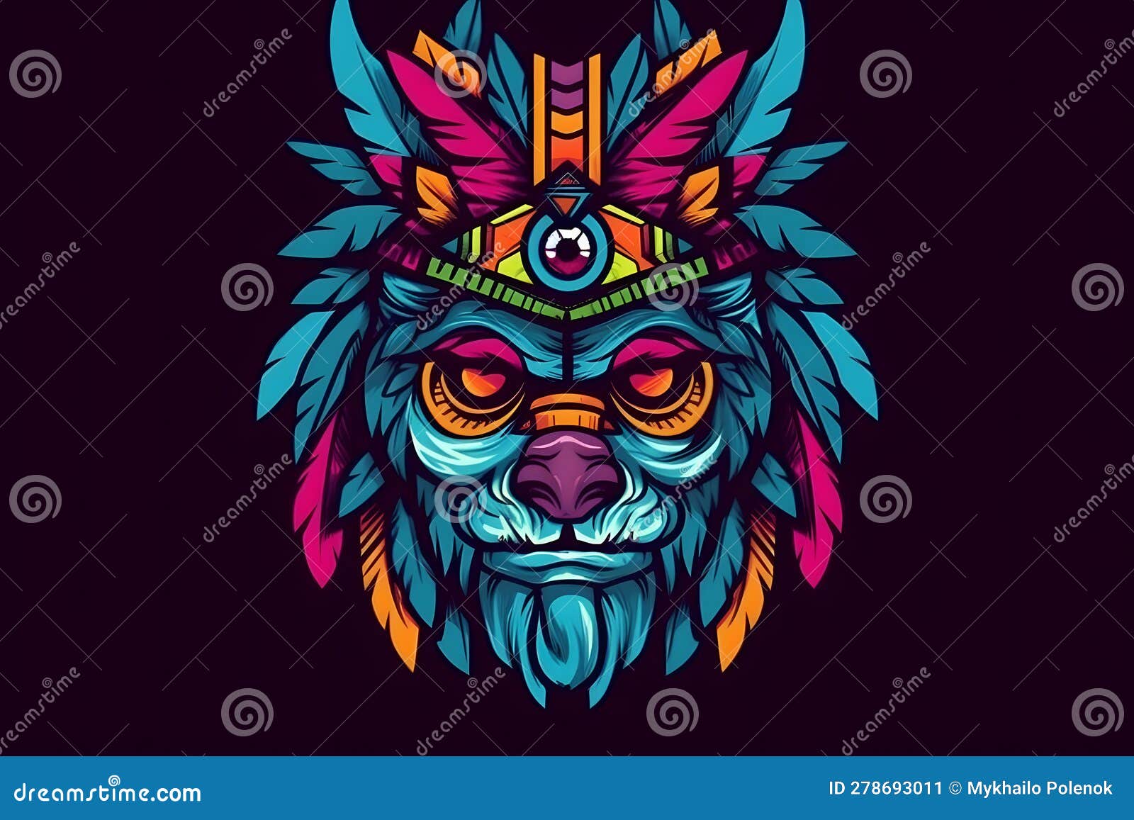 Art of Aztec Mayan God. Neural Network AI Generated Stock Illustration ...