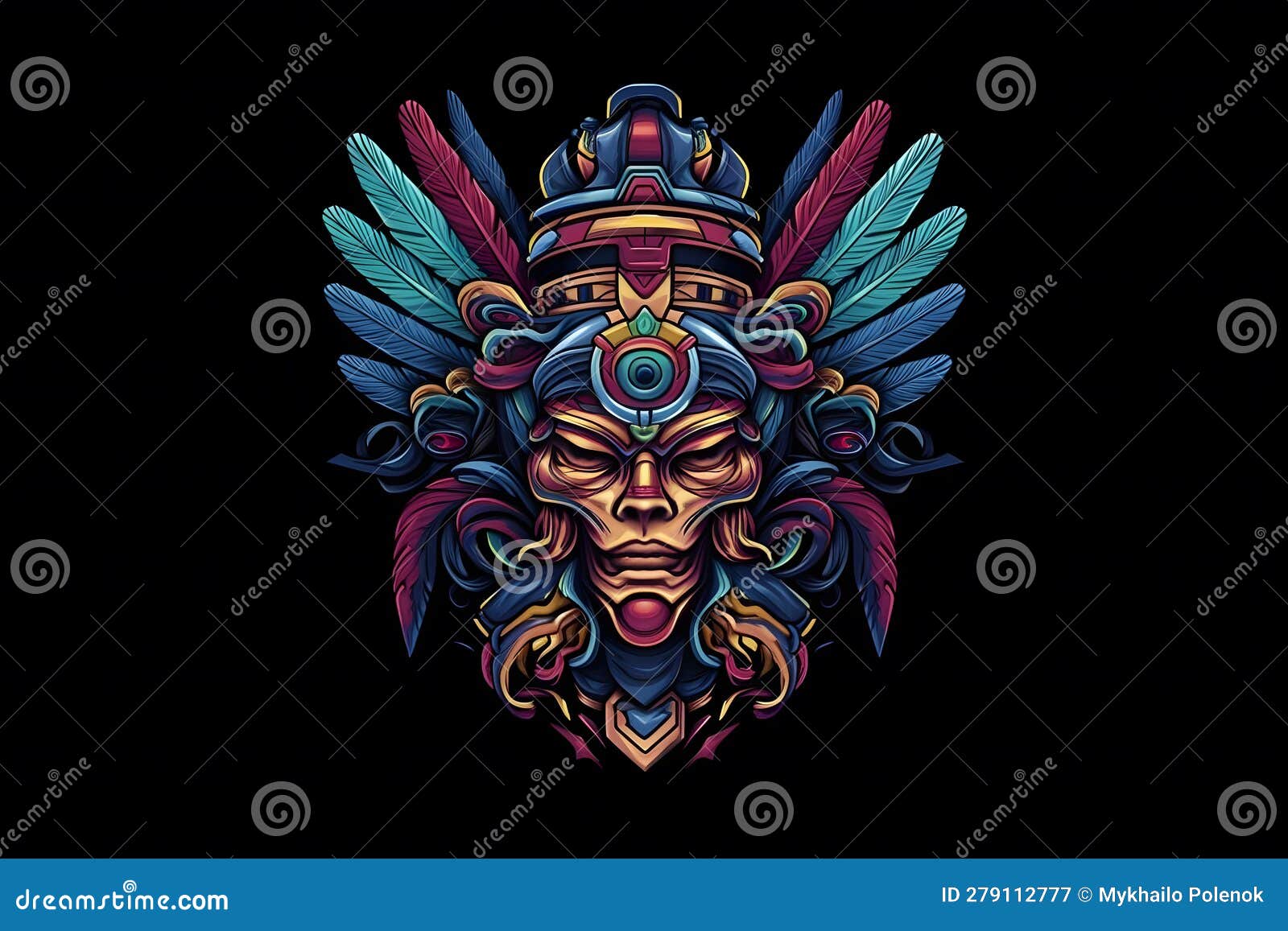Art of Aztec Mayan God. Neural Network AI Generated Stock Illustration ...