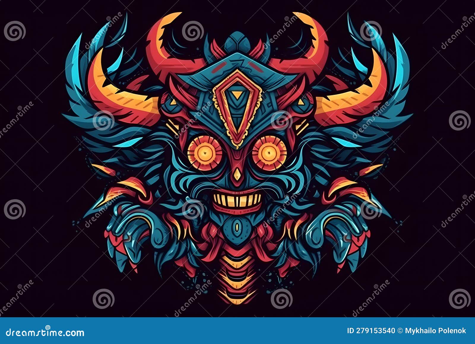 Art of Aztec Mayan God. Neural Network AI Generated Stock Illustration ...