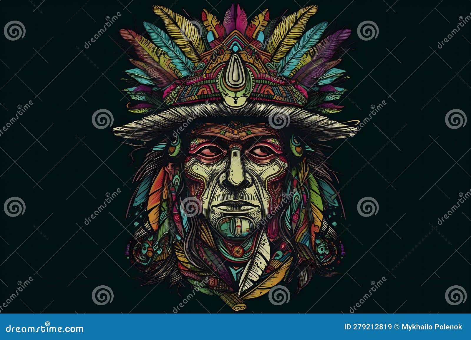 Art of Aztec Mayan God. Neural Network AI Generated Stock Image - Image ...