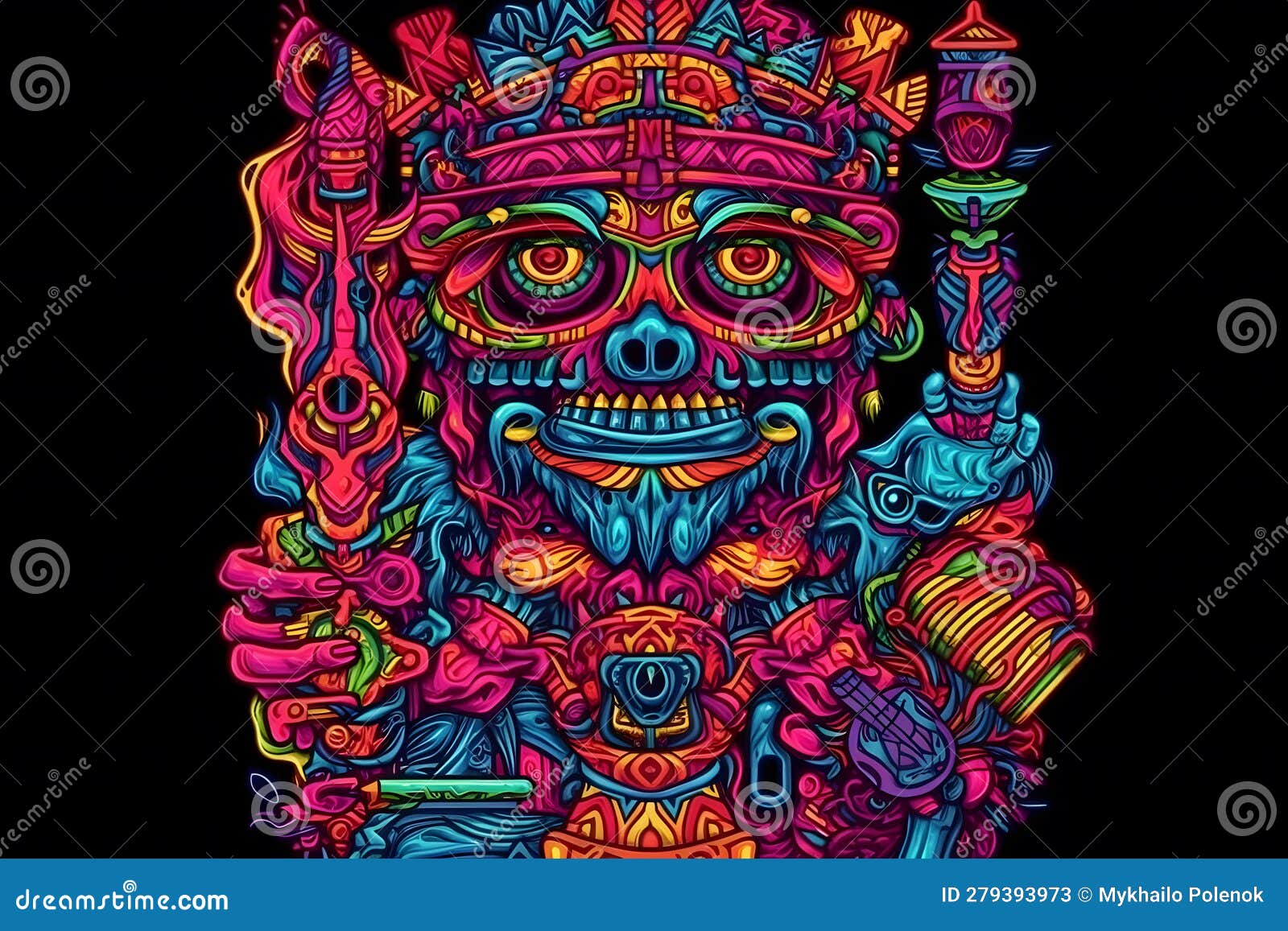 Art of Aztec Mayan God. Neural Network AI Generated Stock Illustration ...