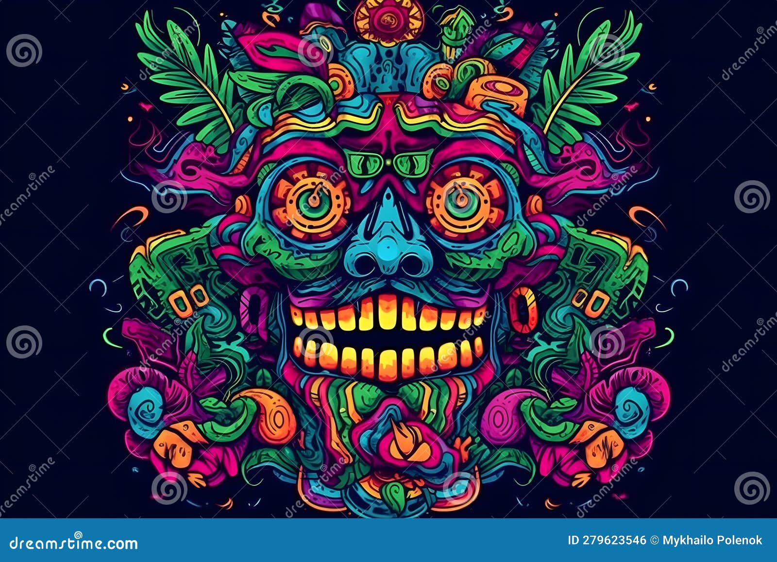Art of Aztec Mayan God. Neural Network AI Generated Stock Illustration ...
