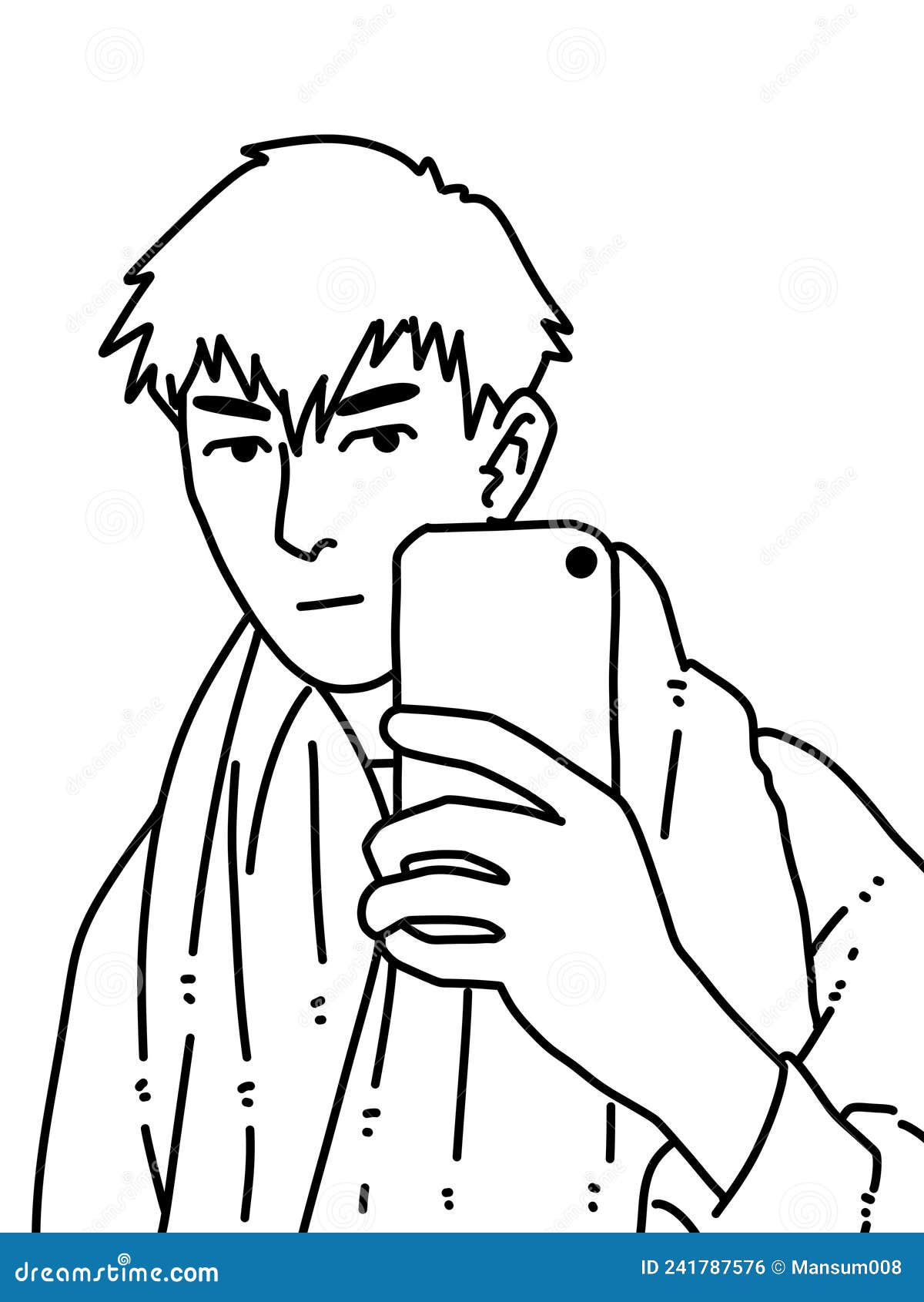 Back and White of Cute Man Cartoon for Coloring Stock Illustration ...