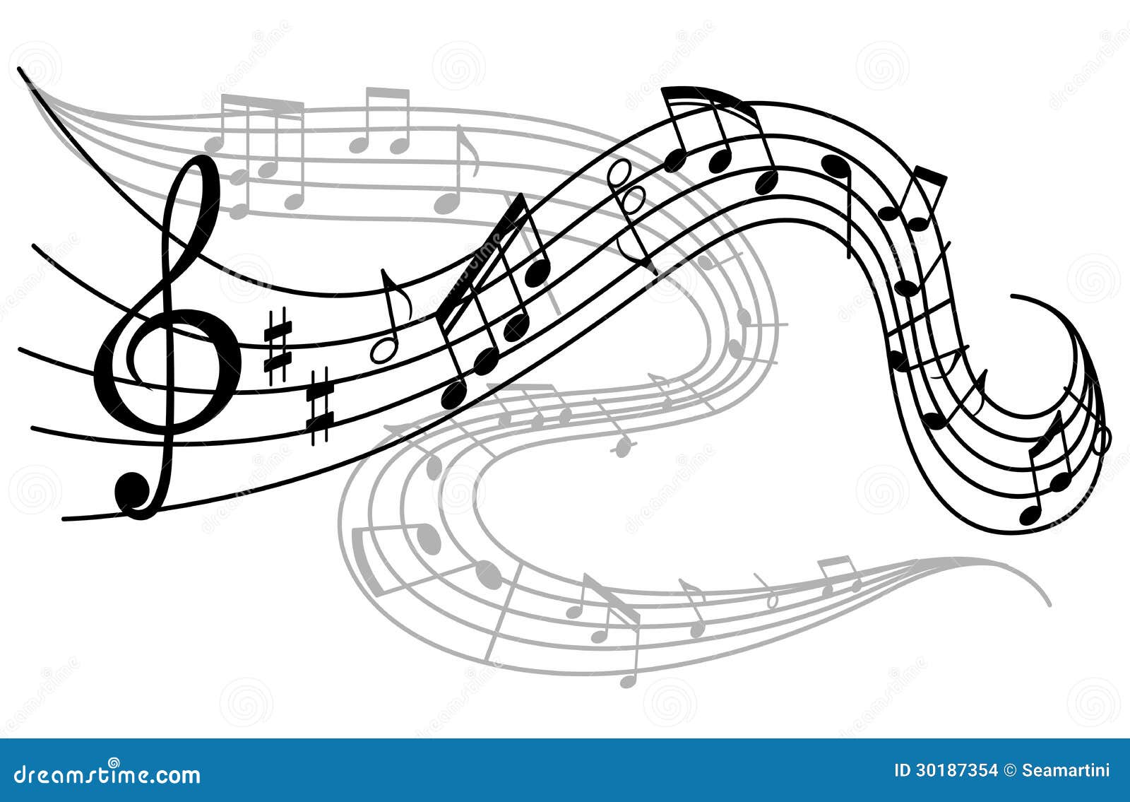 Waves of musical notes stock vector. Illustration of curve - 30187354