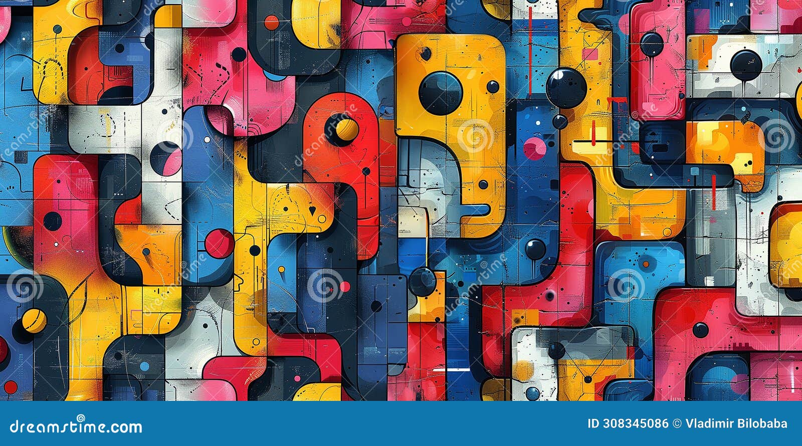 Art Banner in Graffiti Style with Geometric Meshes Stock Illustration ...