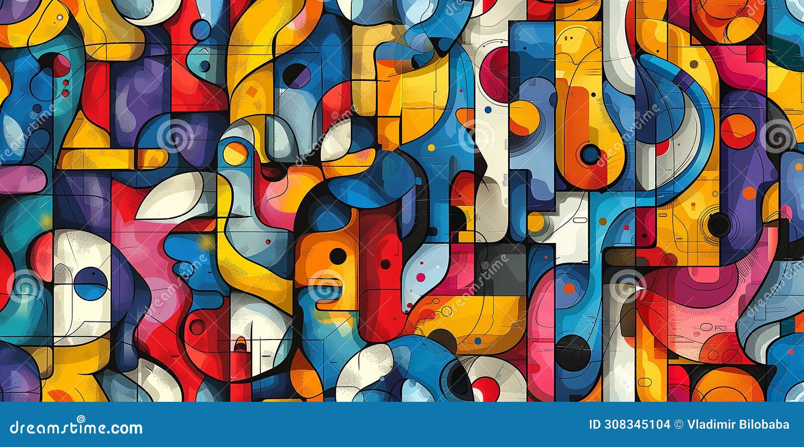 Art Banner in Graffiti Style with Geometric Meshes Stock Illustration ...