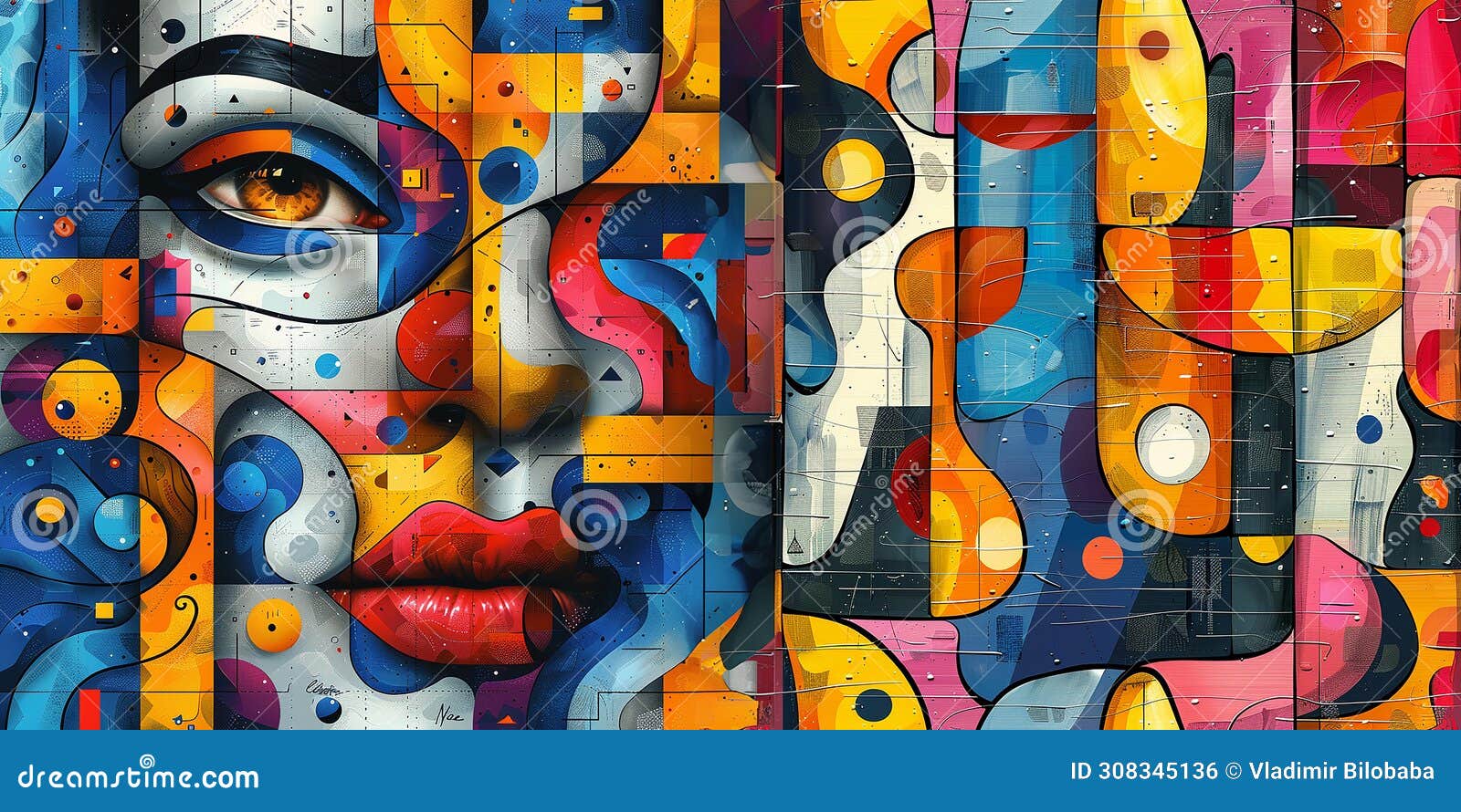 Art Banner in Graffiti Style with Geometric Meshes Stock Illustration ...