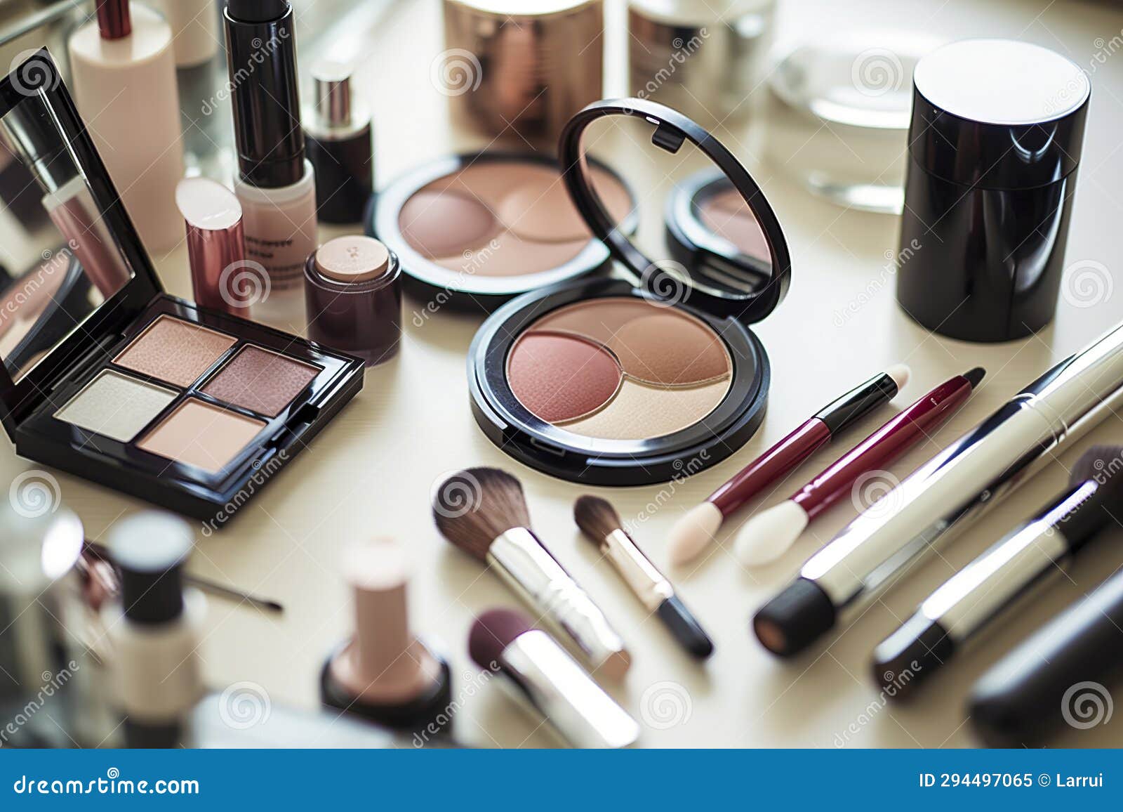 The Art of Beauty: an Assortment of Makeup Products on a White Surface ...