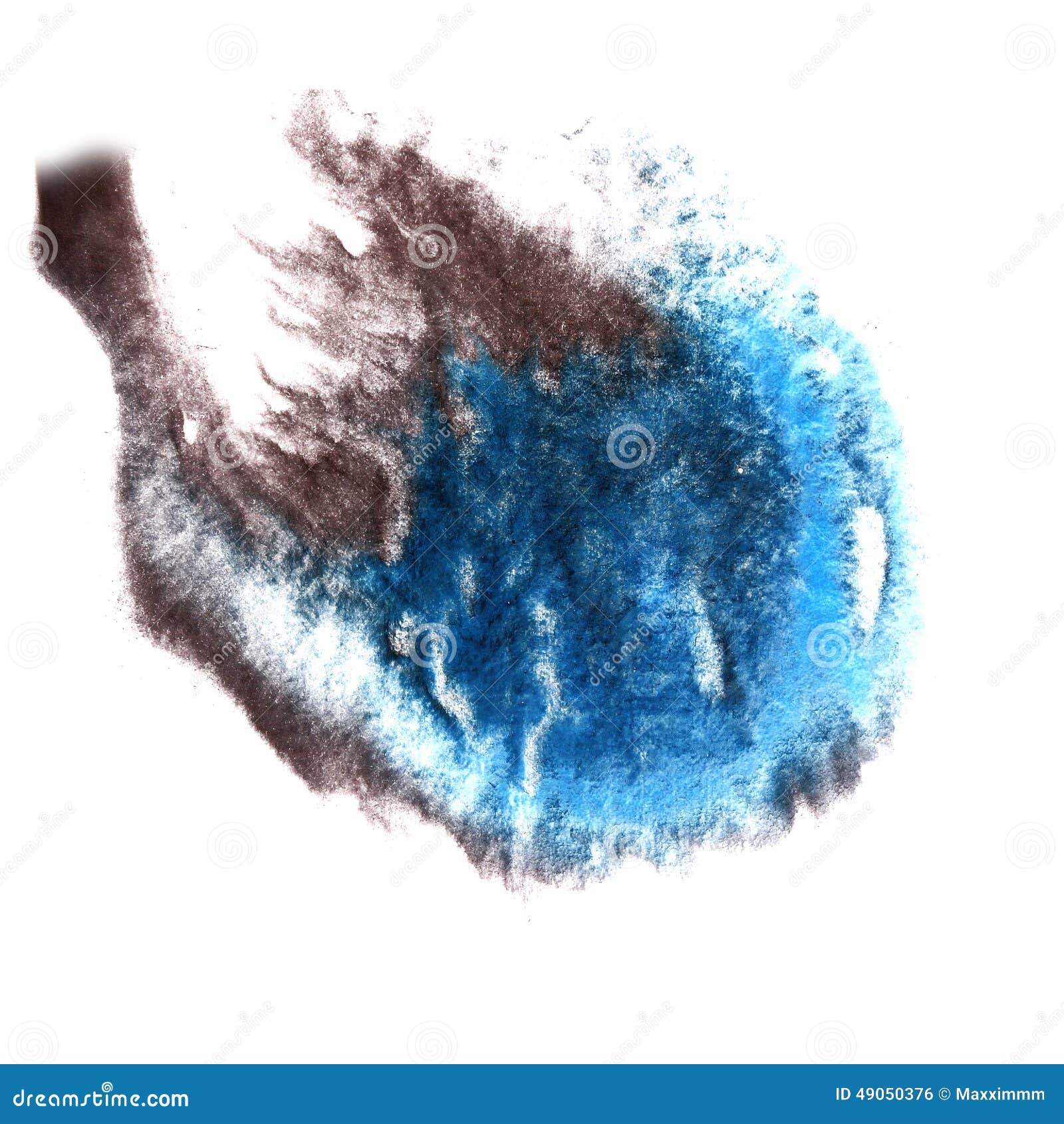Art Black, Bluewatercolor Tinten-Farbenklecks Stock Abbildung ...