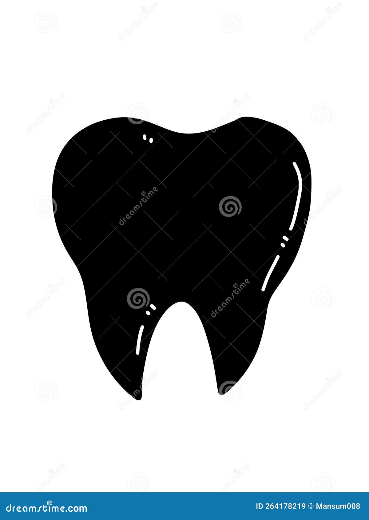 Black Tooth on White Background Stock Illustration - Illustration of ...
