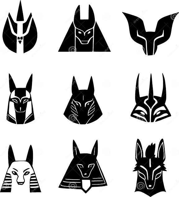 Black and White of Anubis Icon Stock Illustration - Illustration of ...