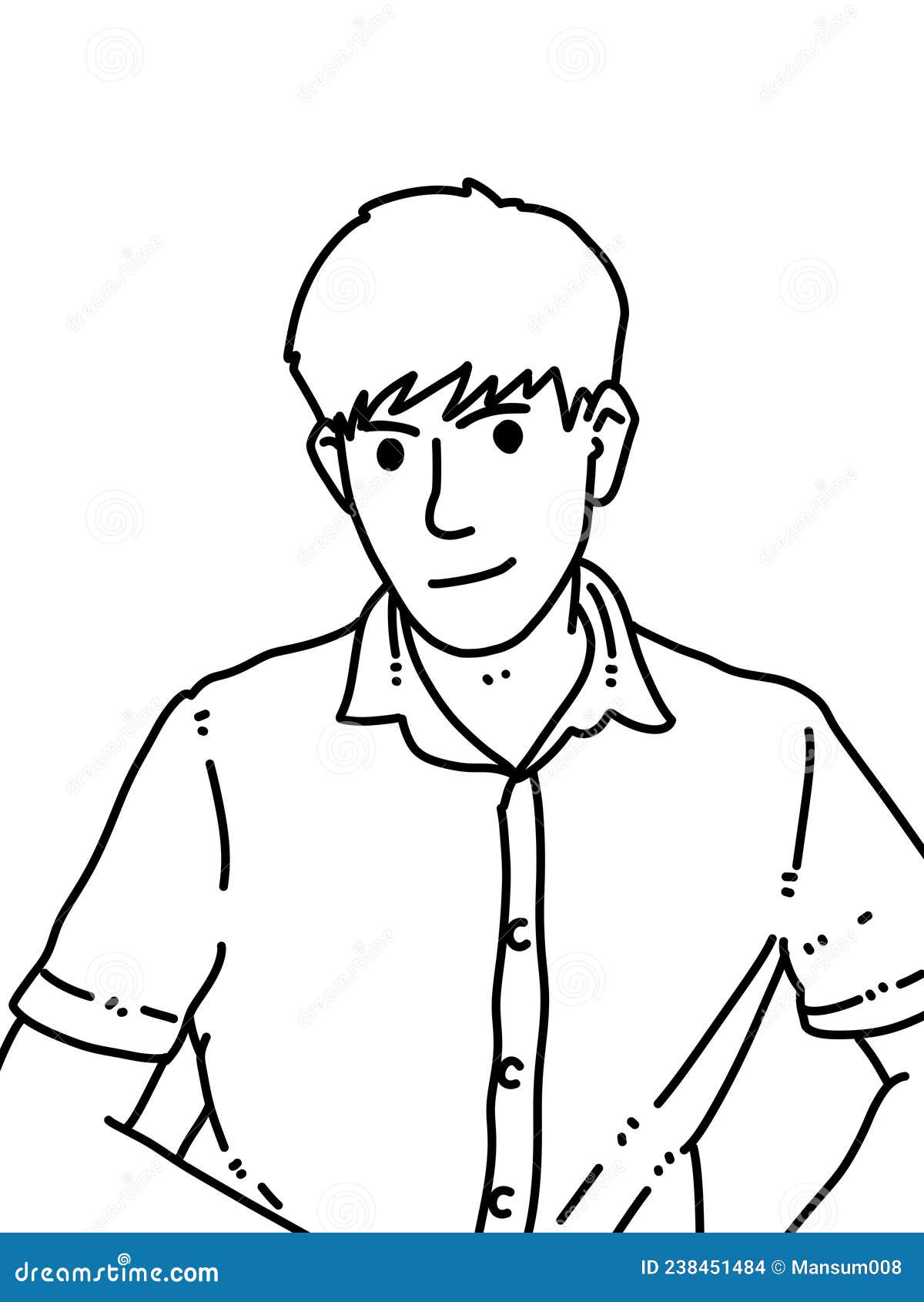 Black and White of Cute Man Cartoon for Coloring Stock Illustration ...