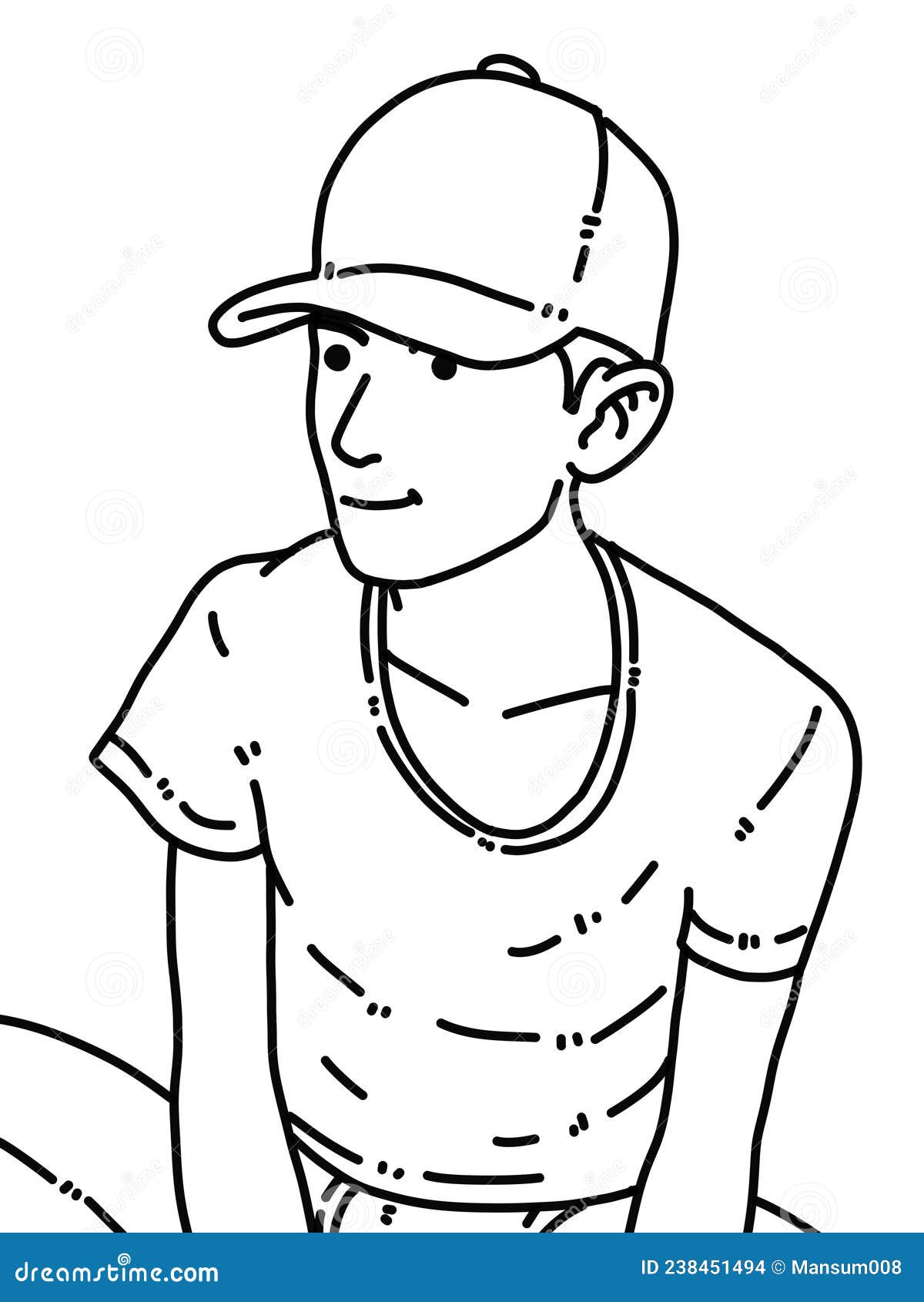 Black and White of Cute Man Cartoon for Coloring Stock Illustration ...