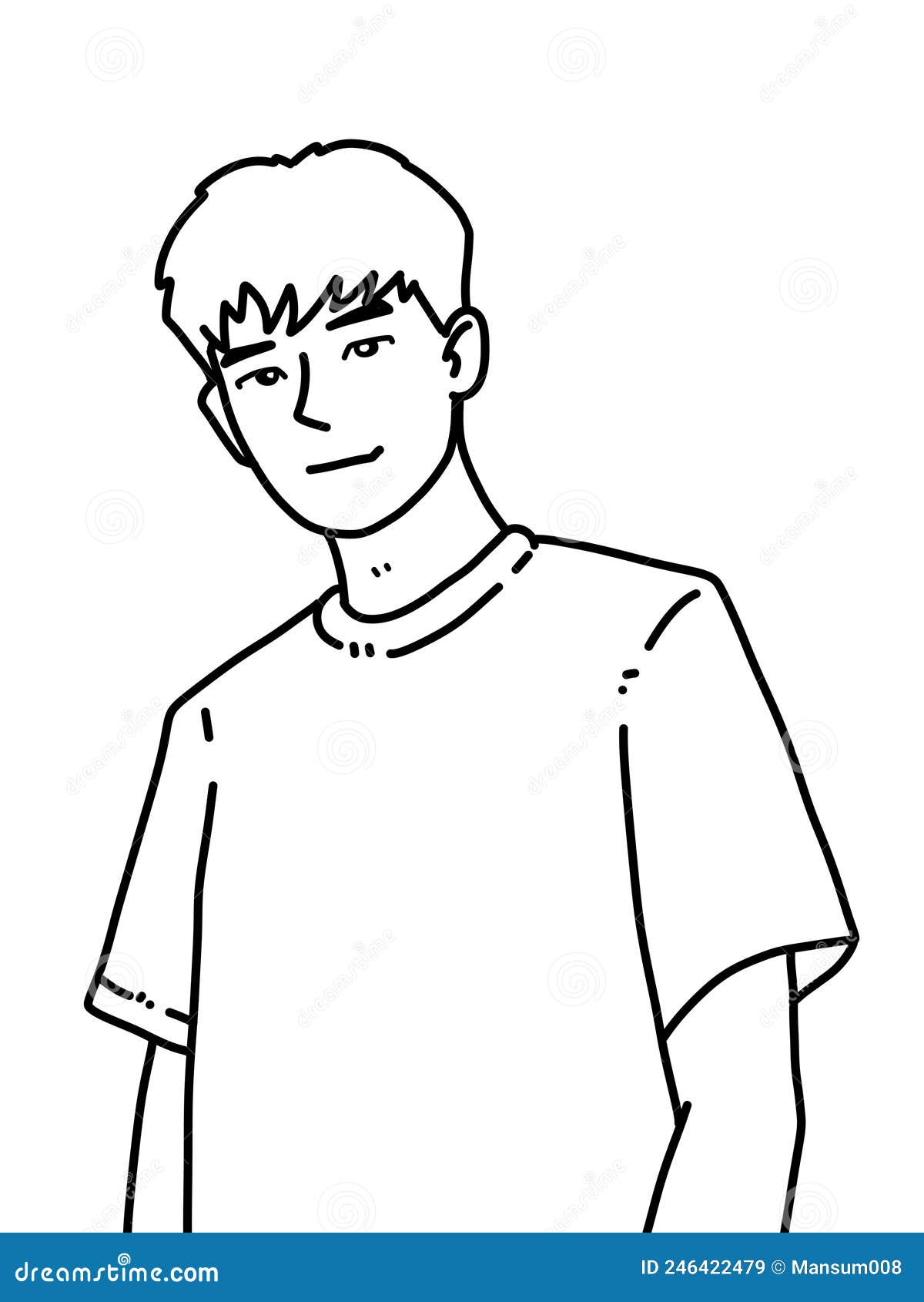 Black and White of Cute Man Cartoon for Coloring Stock Illustration ...