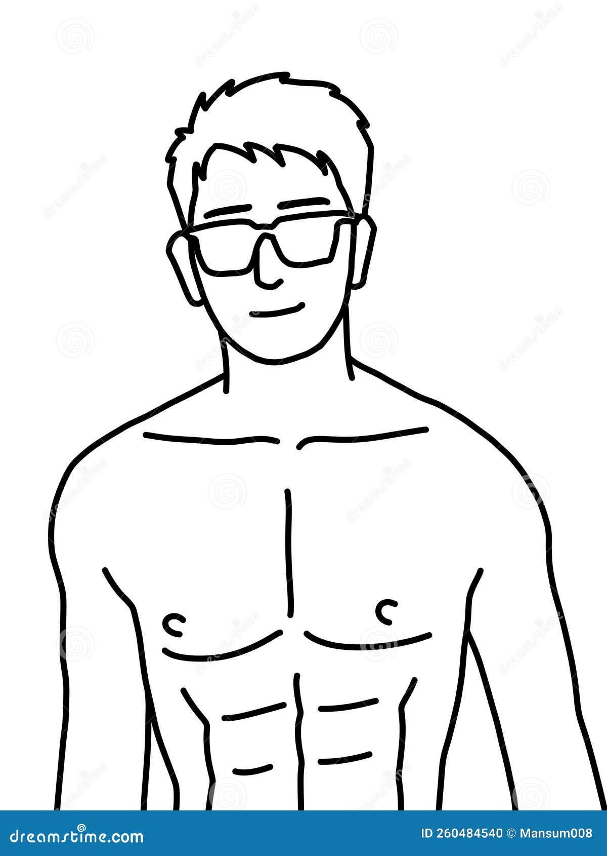 Black and White of Cute Man for Coloring Stock Illustration ...