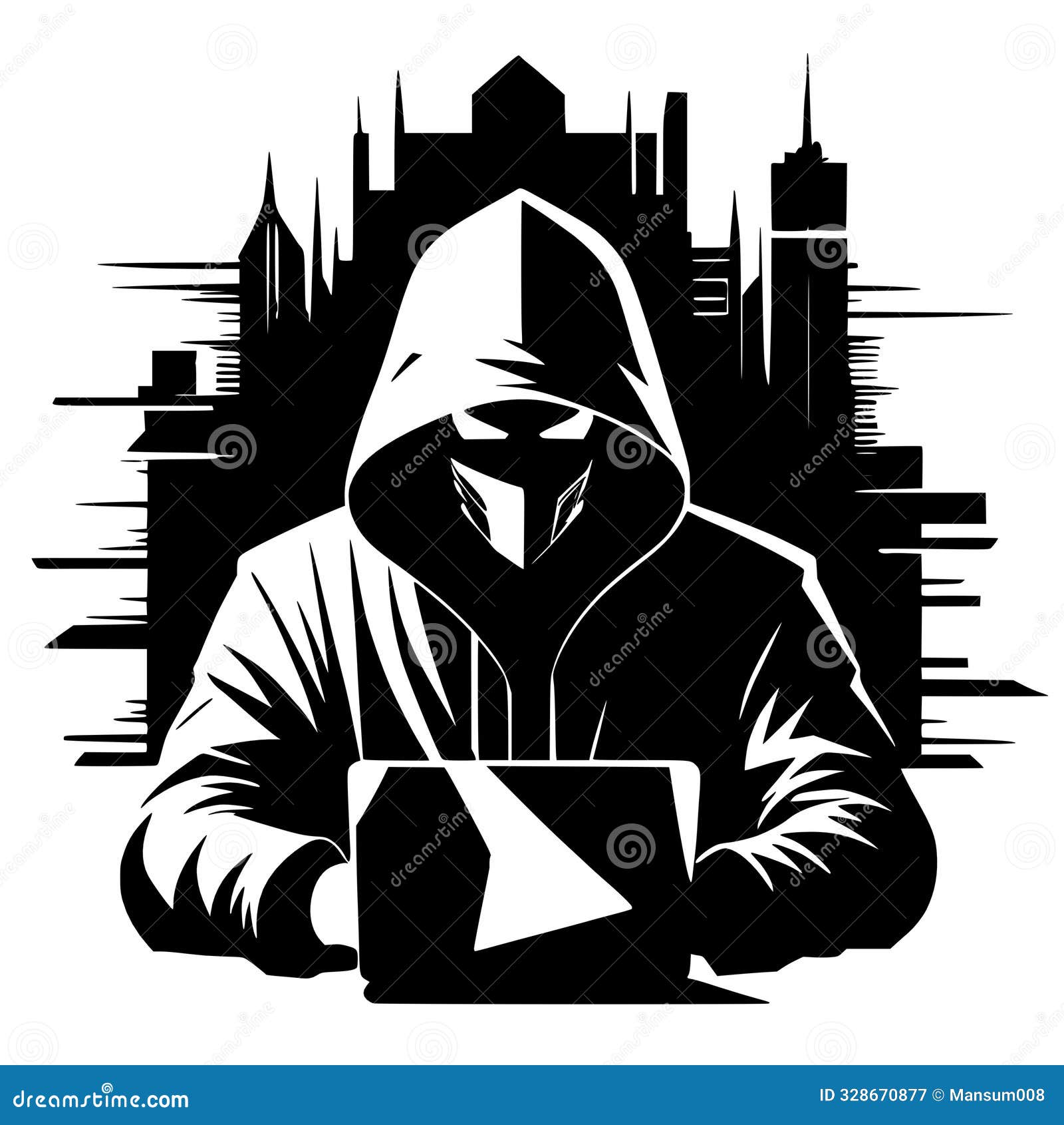 Black and White Cyber Hacker Illustration Stock Illustration ...