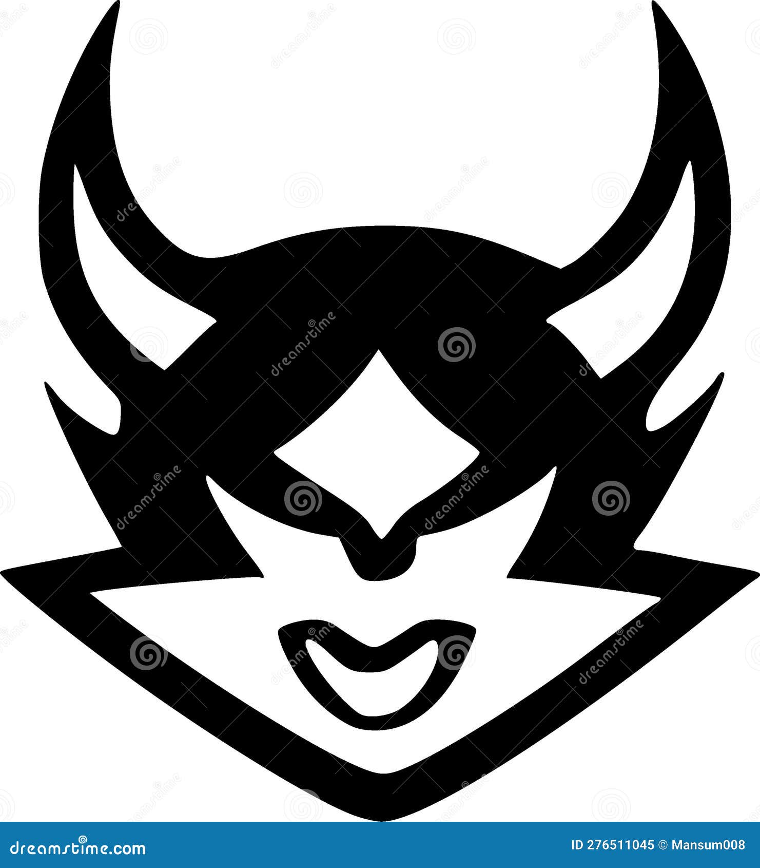 Red Oni Evil Head Mascot Vector Illustration | CartoonDealer.com #180456018