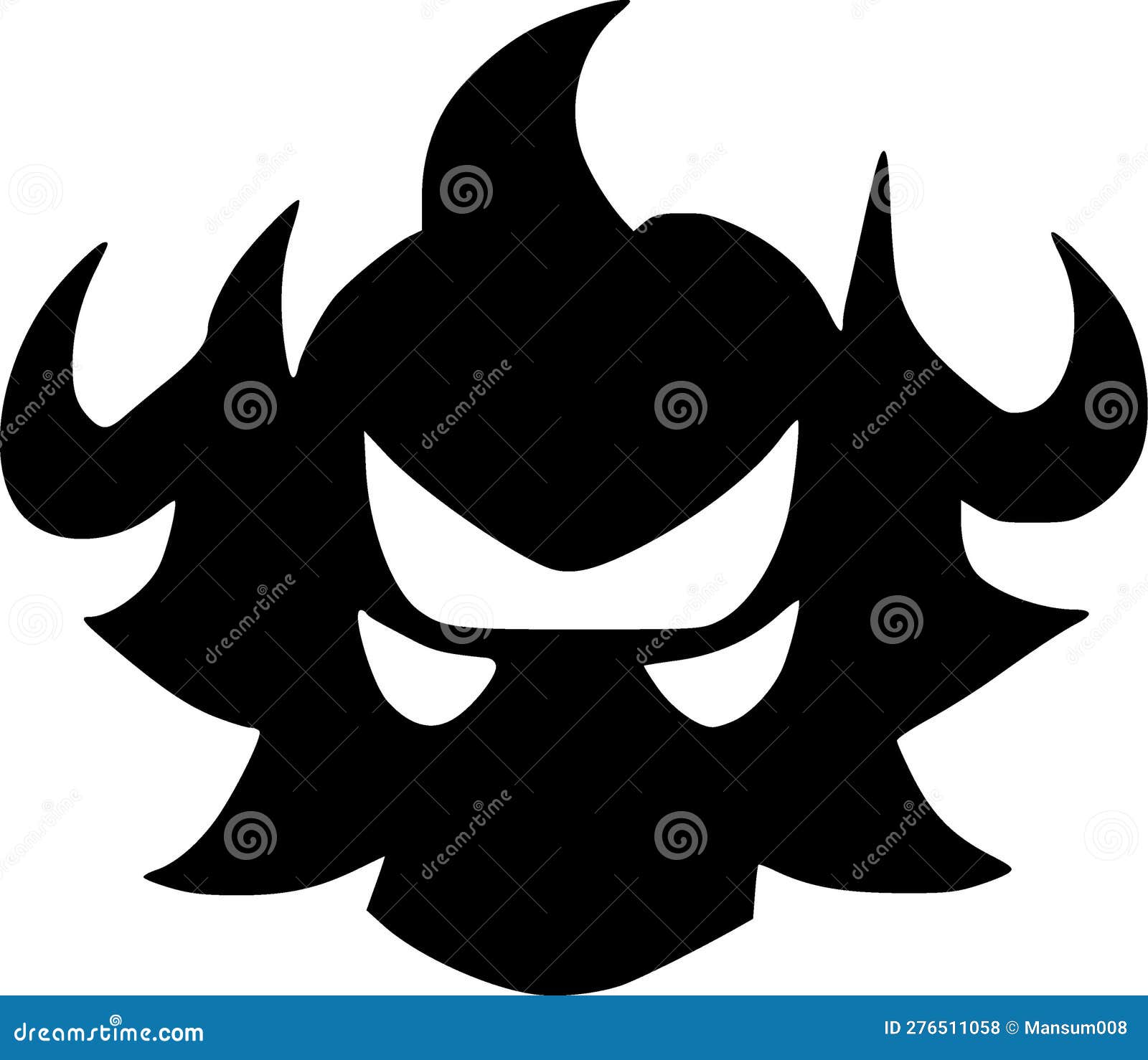 Black and White of Evil Head Shape Stock Illustration - Illustration of ...