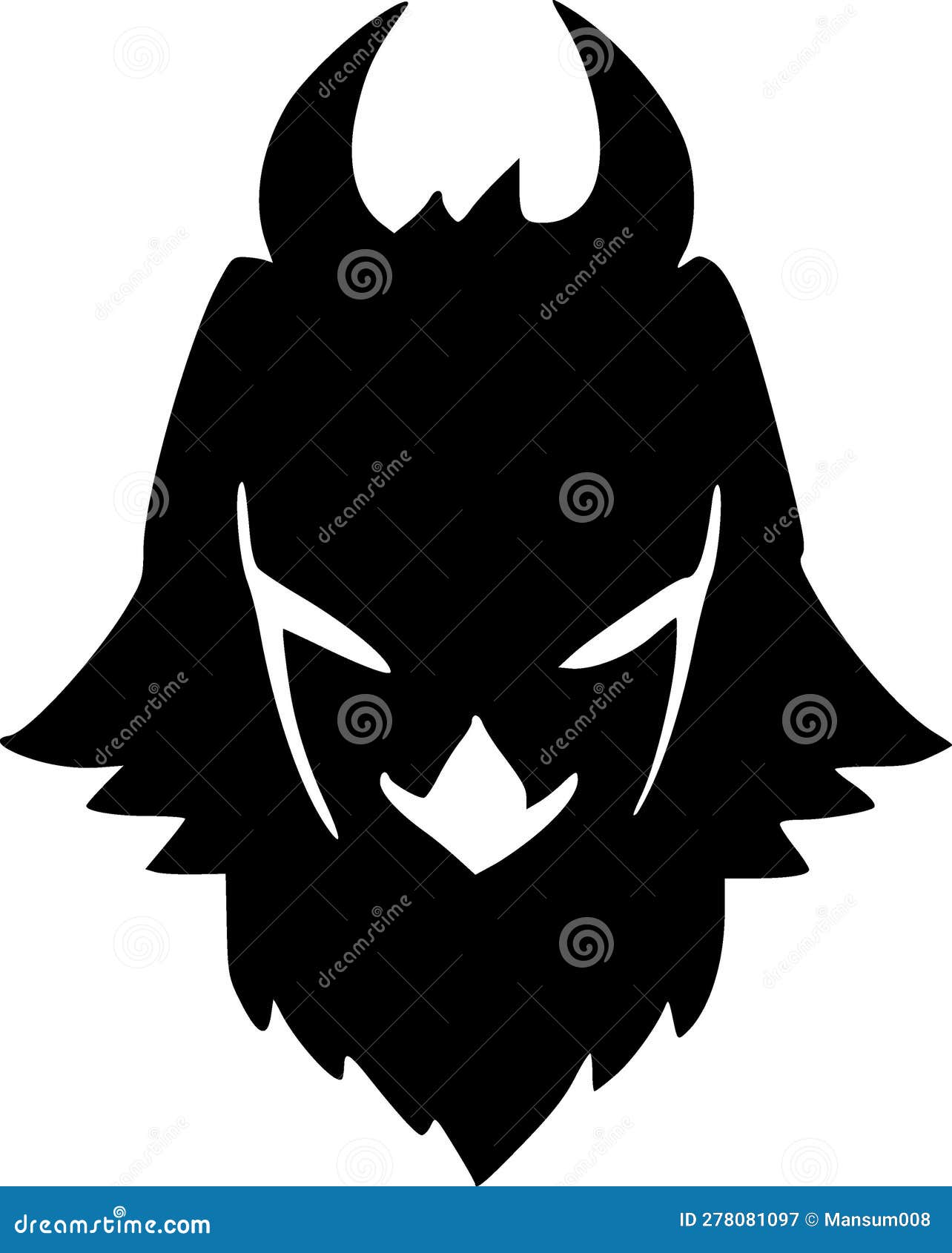 Black and White of Evil Monster Face Icon Stock Illustration ...